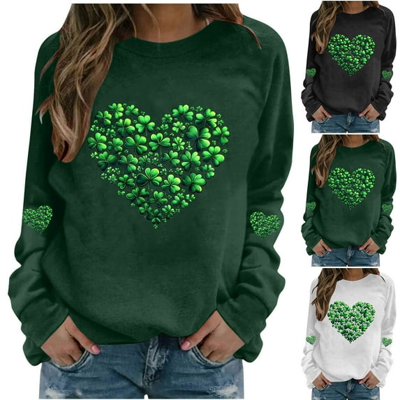 Mceream St. Patrick'S Day Sweatshirt for Women Funny Lucky Shamrock ...