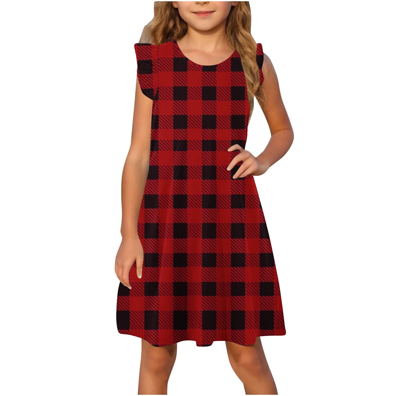 Mceream Teen Girl Dresses Sparkly Crewneck Cute Casual High Waist A ...