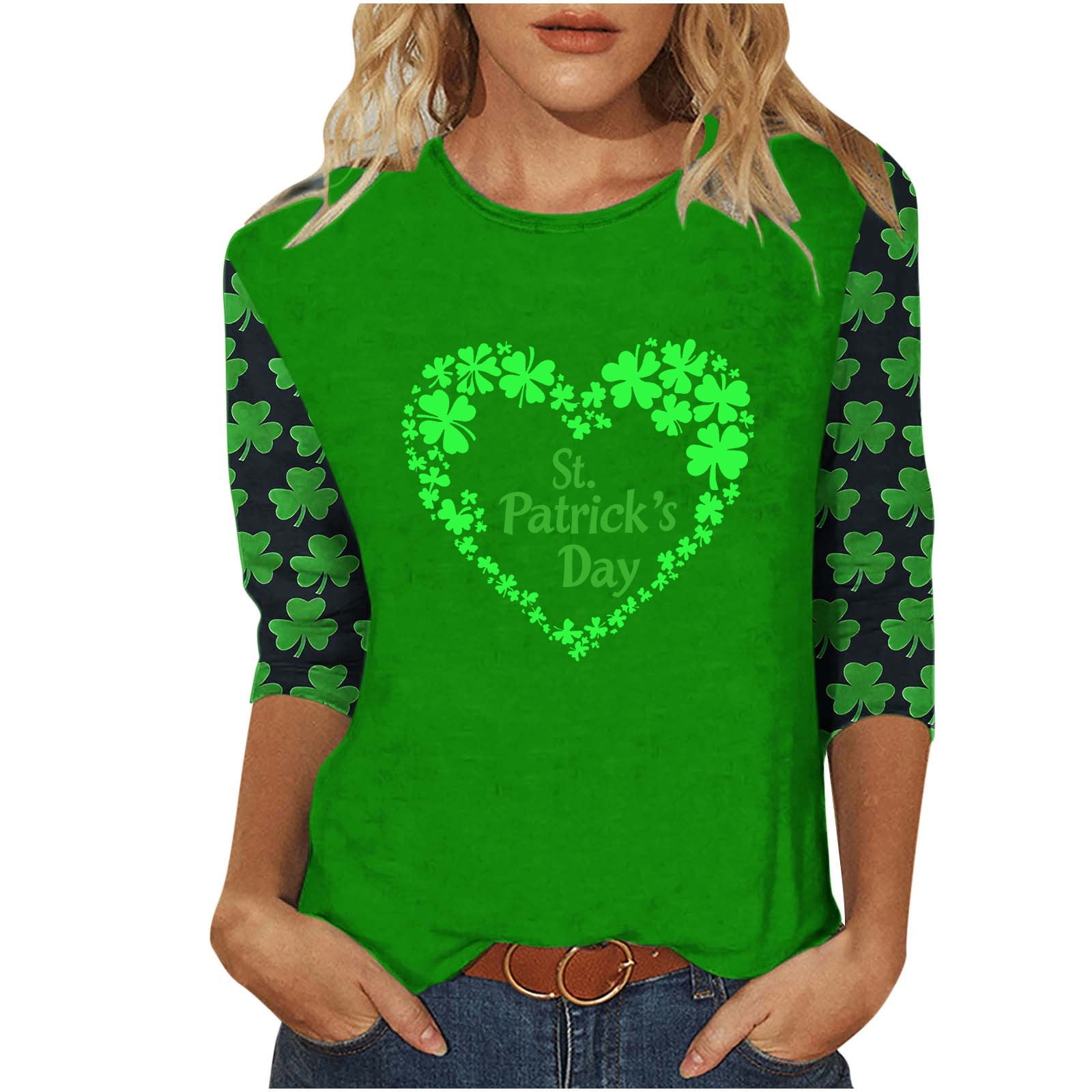 Mceream Women's St. Patrick's Day Shirt crew Neck 3/4 Sleeve St Patty's ...
