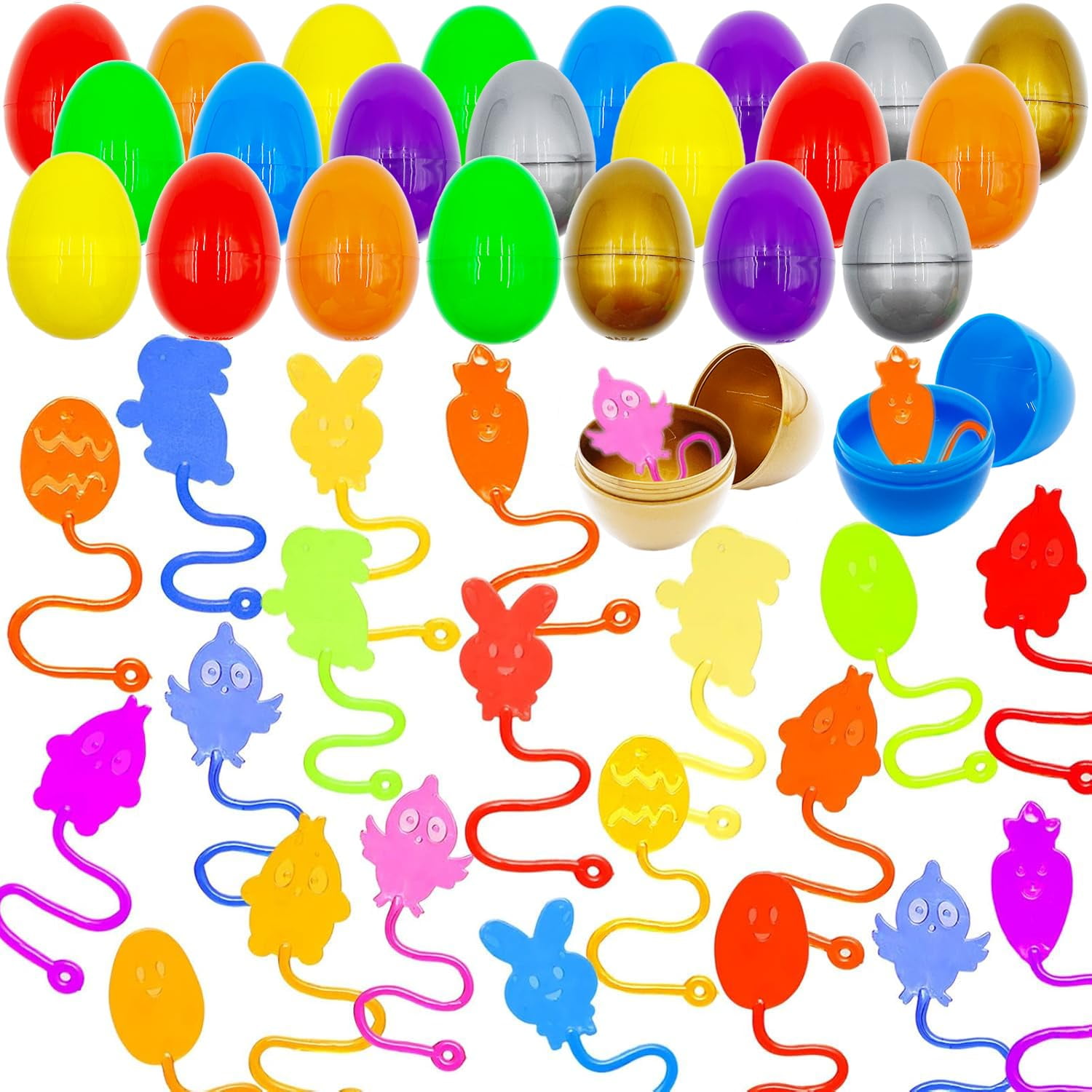 Mchochy 24 Pack Sticky Hands Toys Filled Easter Eggs, Plastic Easter ...
