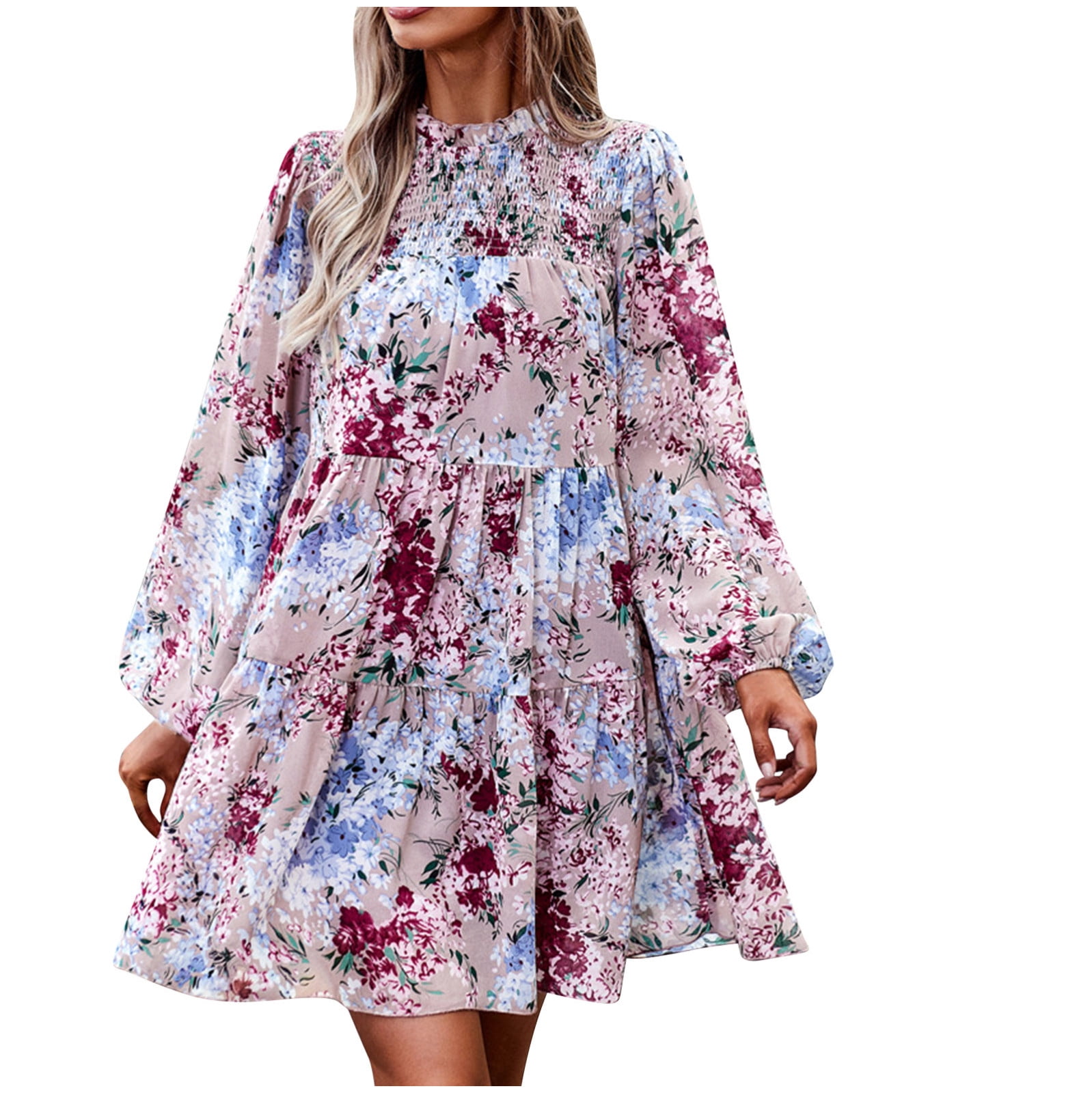 Mchoice Fall Dresses for Women 2025 Fashionable Casual Floral Printed ...
