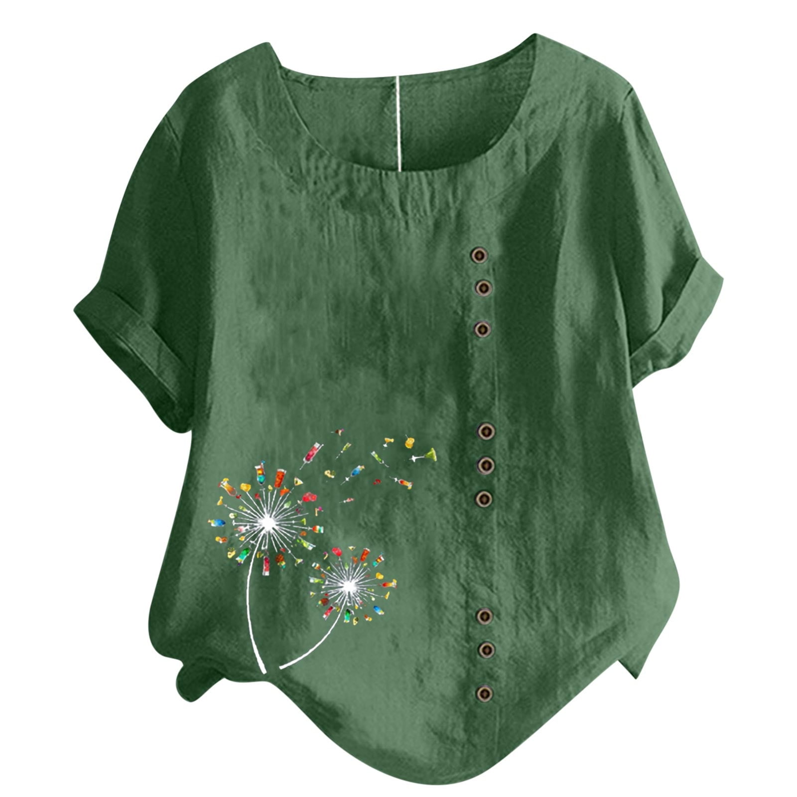 Mchoice Shirts For Women 2024 Short Sleeved Casual Plus Size Tops Round