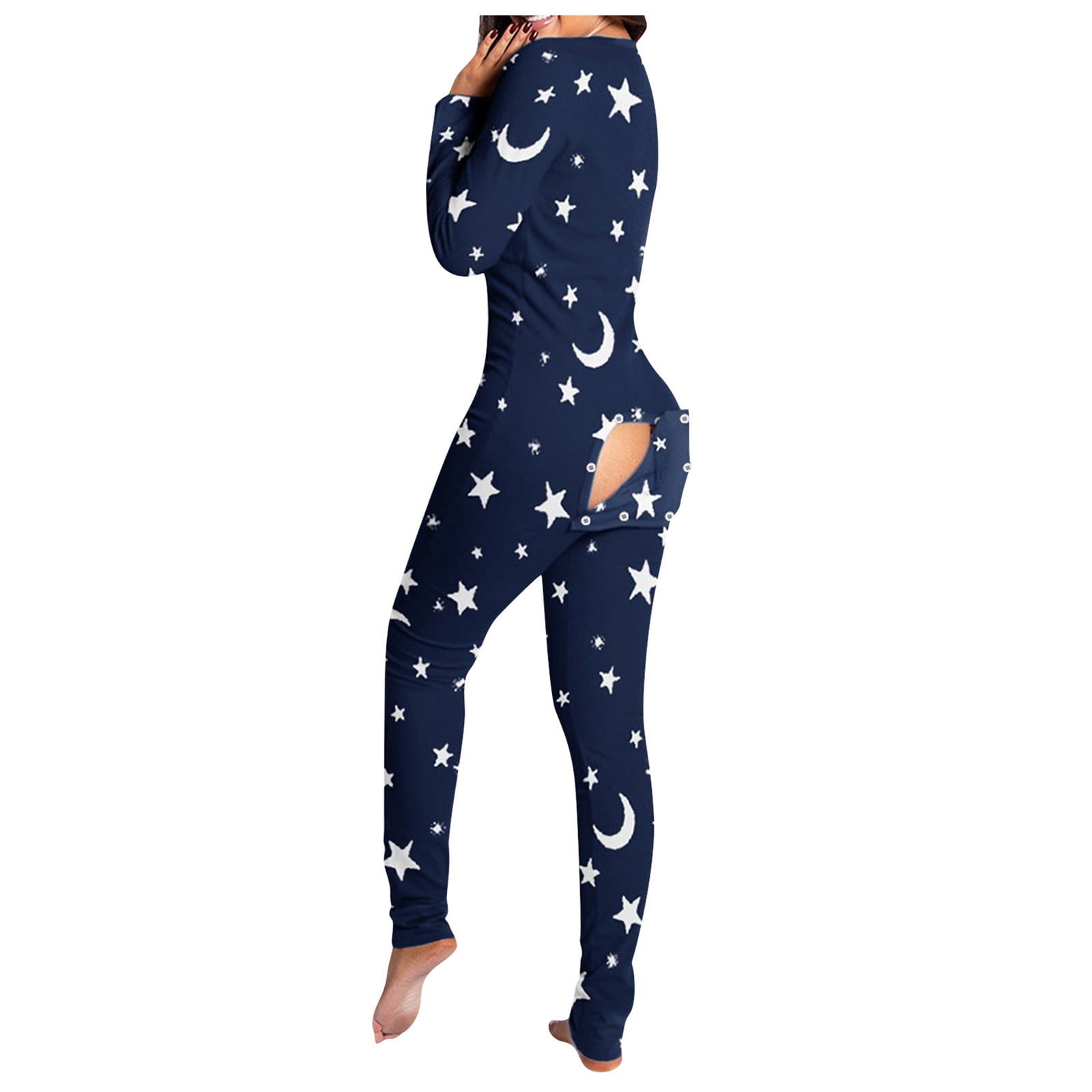Mchoice Womens Sexy One Piece Jumpsuits Deep V Neck Onesie Pajamas