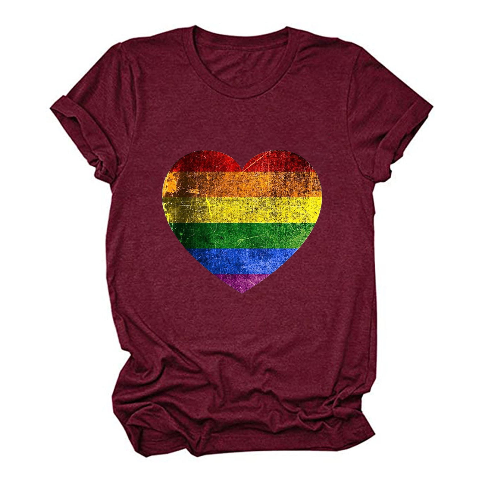 Mchoice Womens Pride Shirt Positivity Rainbow T-Shirt Print Graphic Tee ...