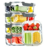 Mcirco Glass Leakproof Meal Prep Containers, 3-Compartment ...