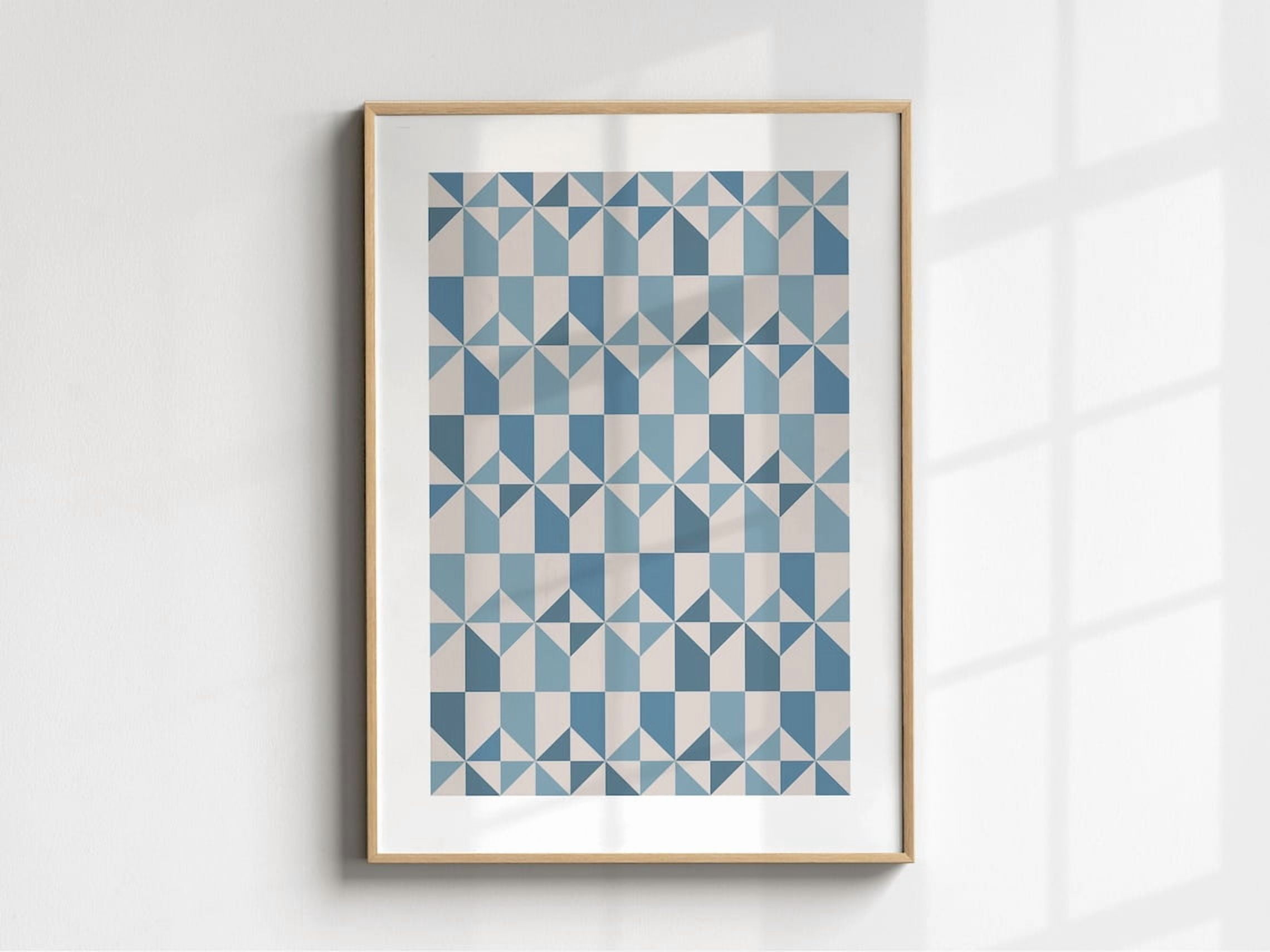 Mcm Wall Art, Mid Century Modern Wall Art Poster, Blue Geometric Wall ...