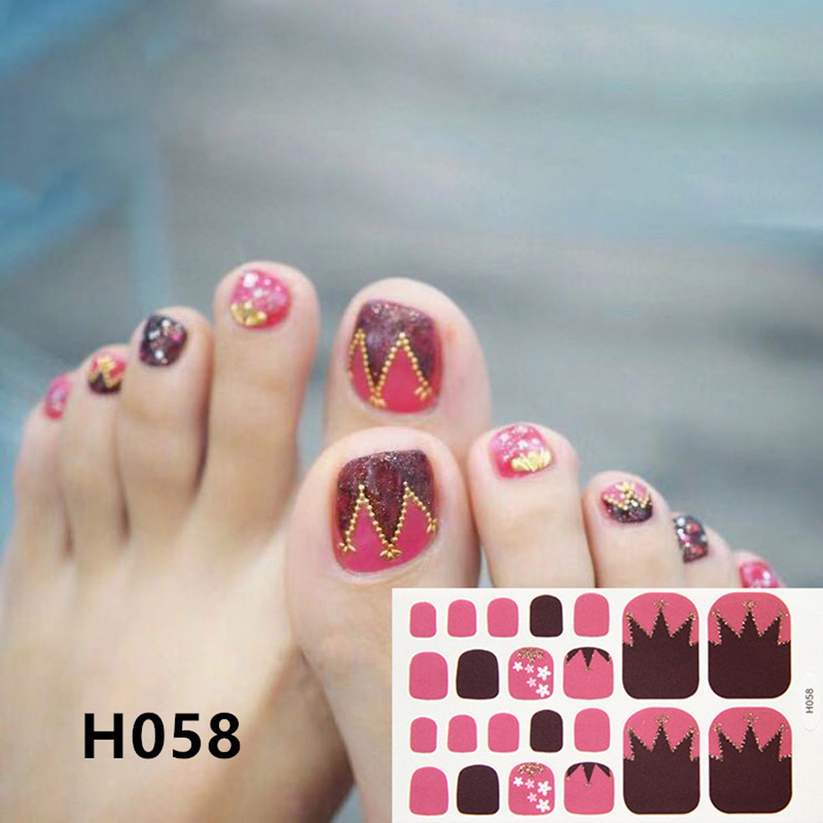 Mcolor Adhesive Toenail Polish Wraps Stickers Flower Marbling Nail ...