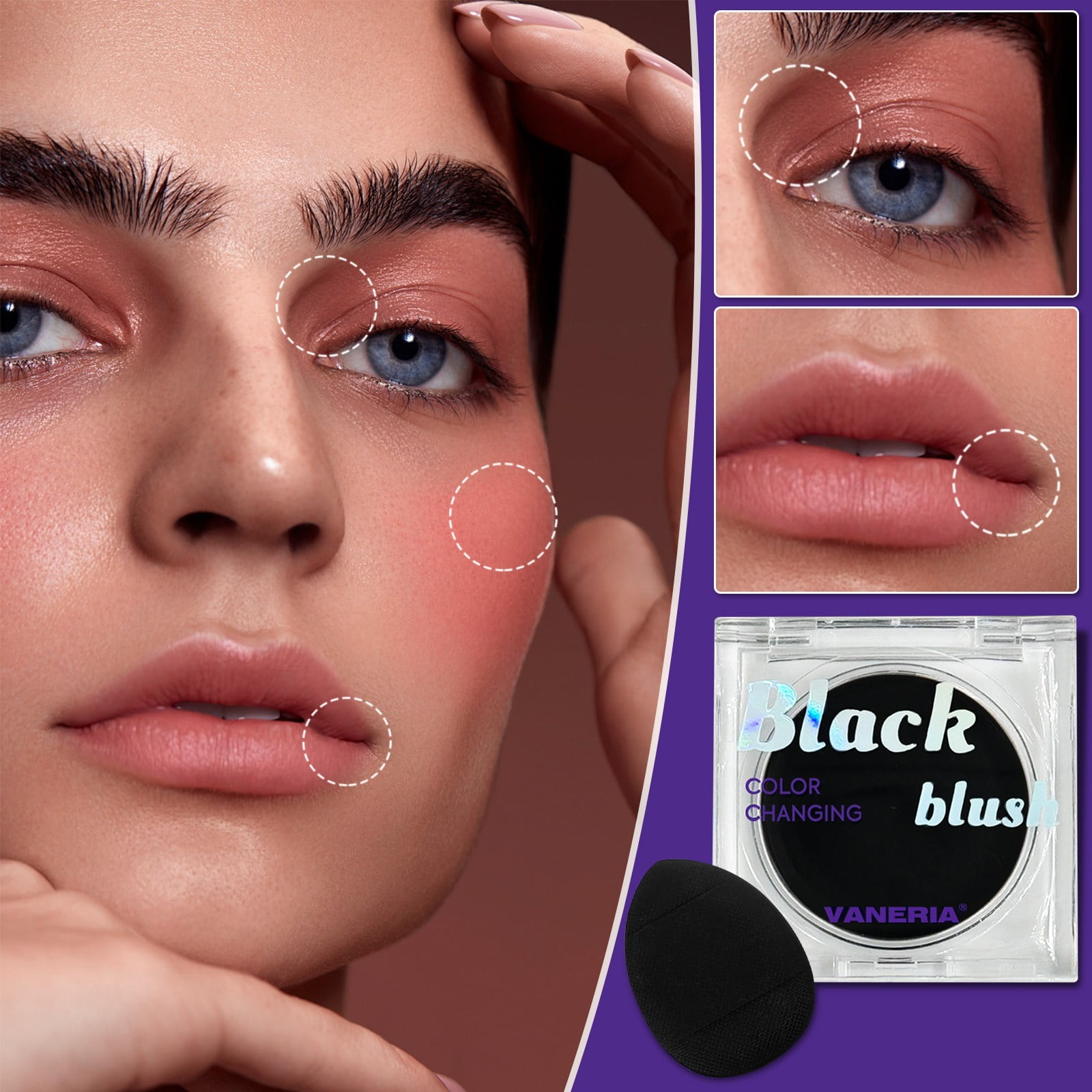 Mcolor Crystal blush, Magic Color Changing Blush, Black Color Changing ...