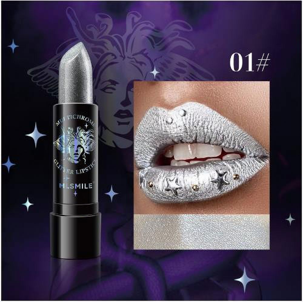 Mcolor Glitter Shimmer Lipstick 6 Colors Waterproof Long Lasting Diamond Pearlescent Metallic ...
