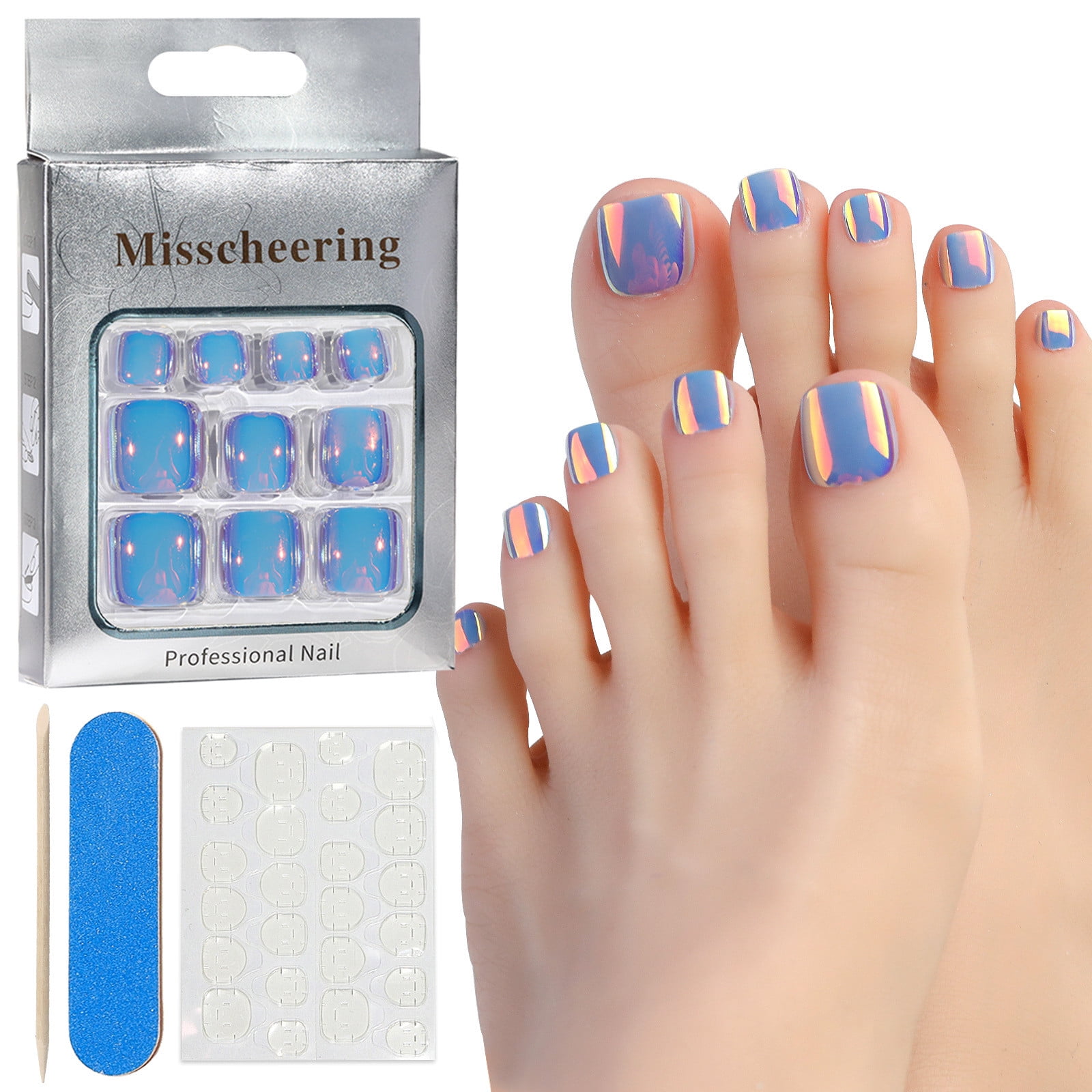 Mcolor Ombre Gradient Toe Nails Short Press on Toenails Square Fake ...