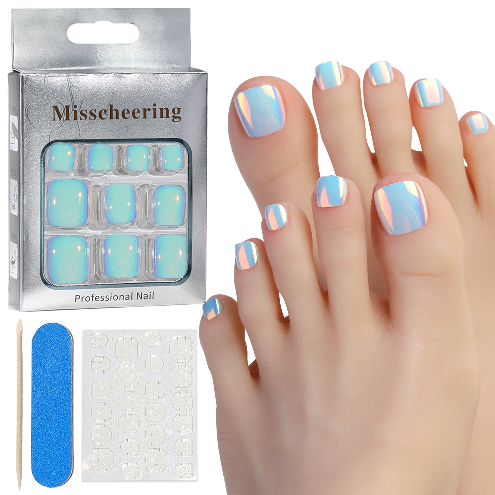 Mcolor Ombre Green Toe Nails Short Press on Toenails Square Fake ...