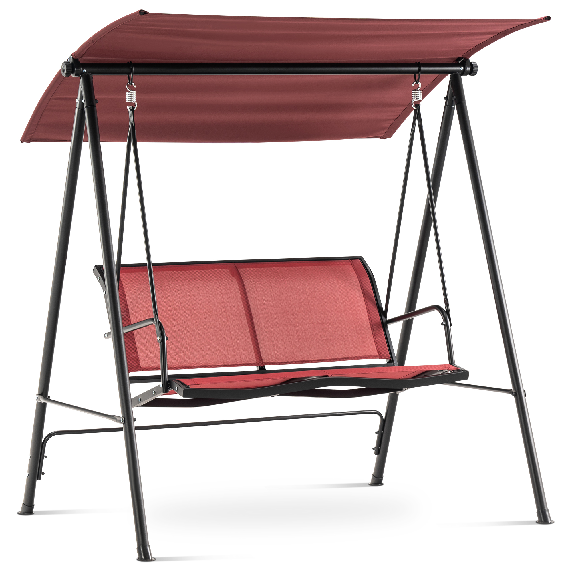 Gymax 2-Person Outdoor Patio Porch Swing Chair w/ Adjustable Canopy ...