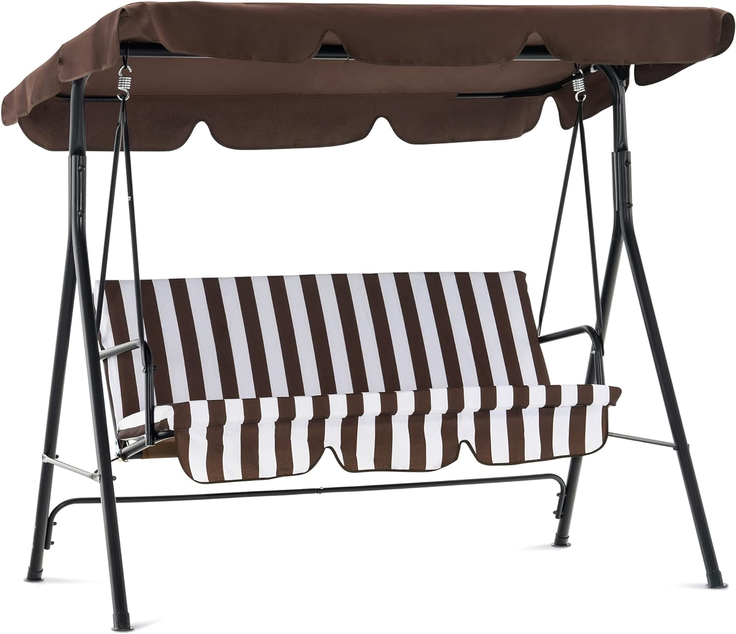 Mcombo 3-Person Outdoor Porch Canopy Swing Patio Hanging Swing with ...