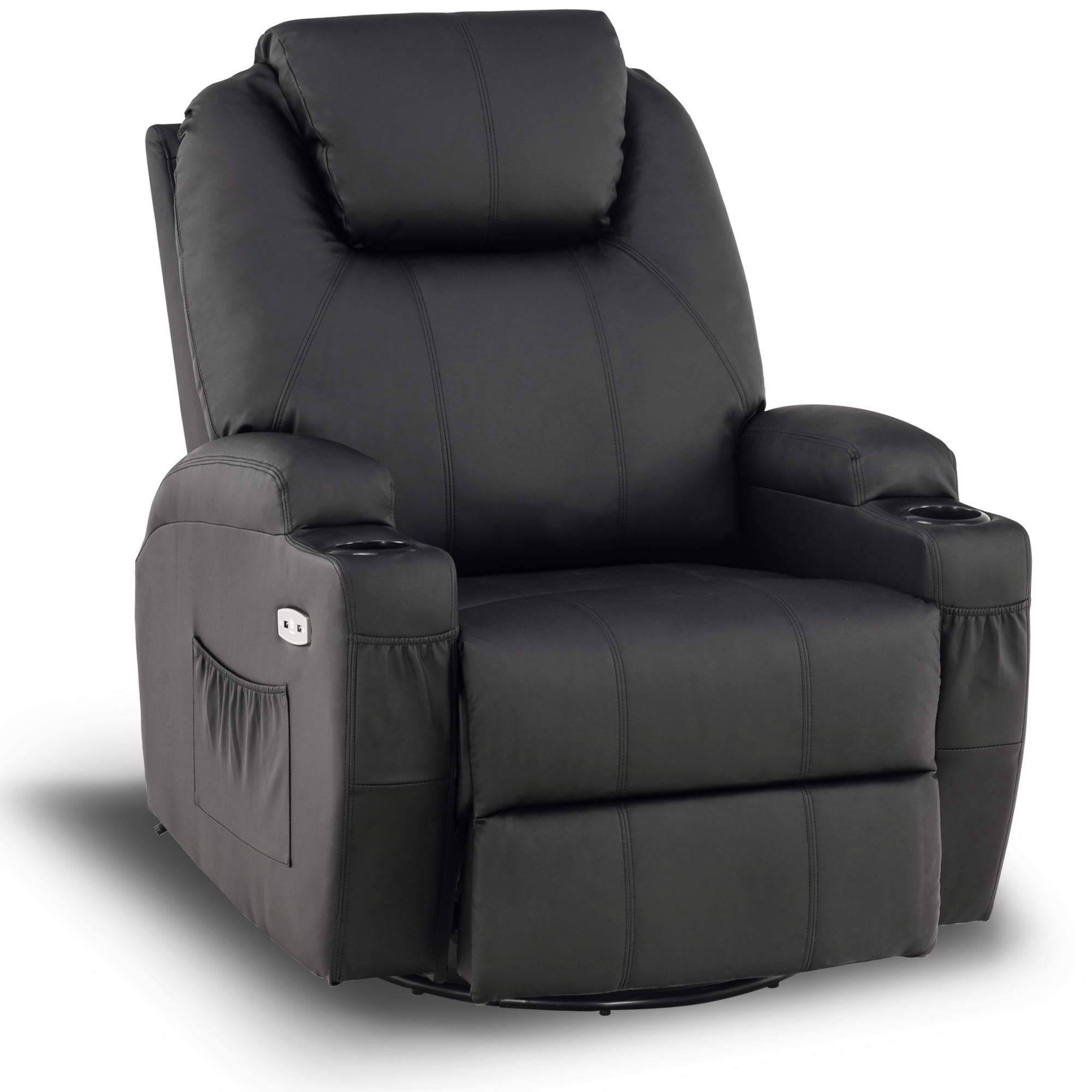 Mcombo Manual Swivel Rocker Recliner Chair with Massage and Heat, 2 ...