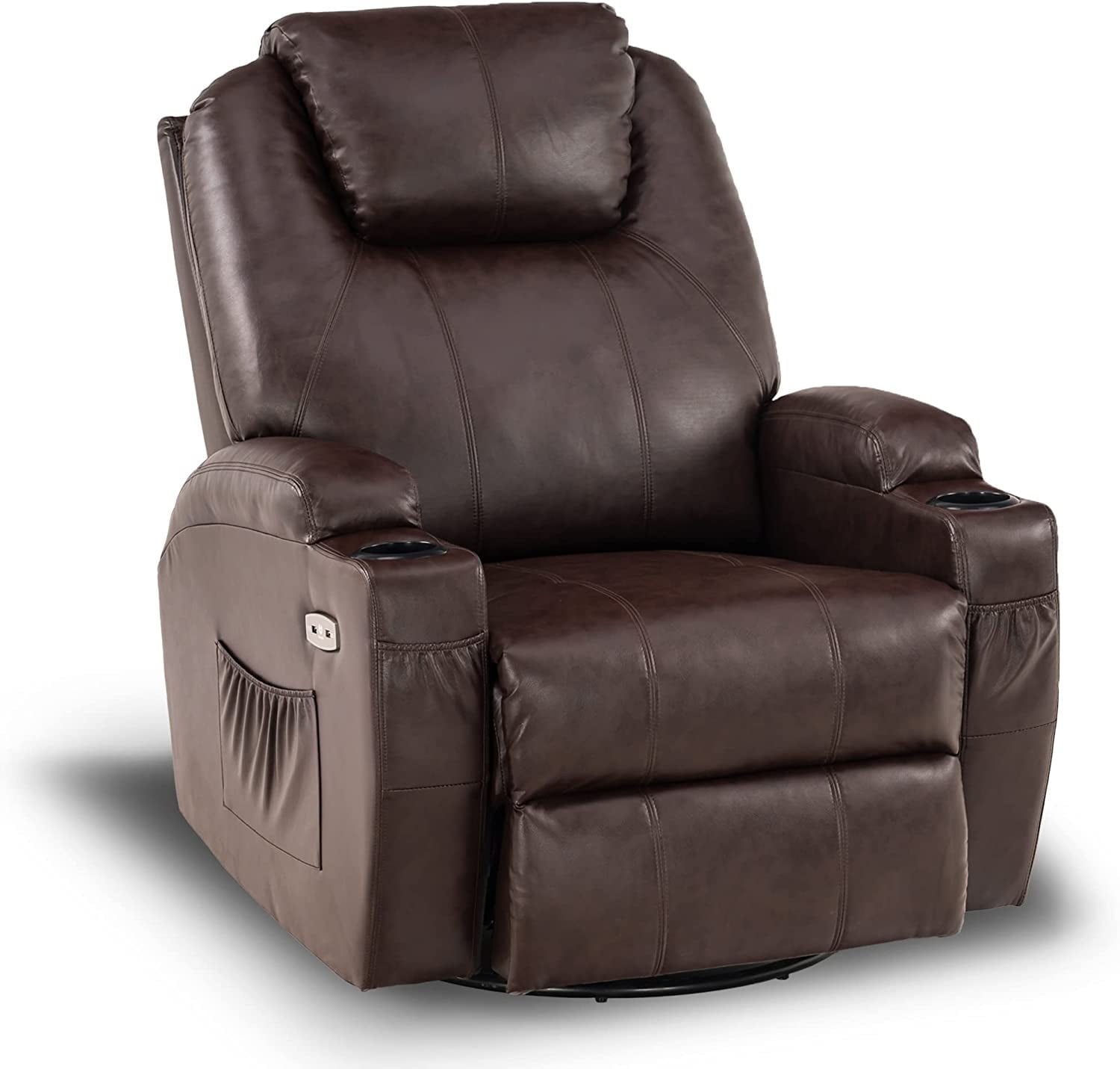 Mcombo Swivel Rocker Recliner Chair for Adults with Massage, Heat, 2 ...