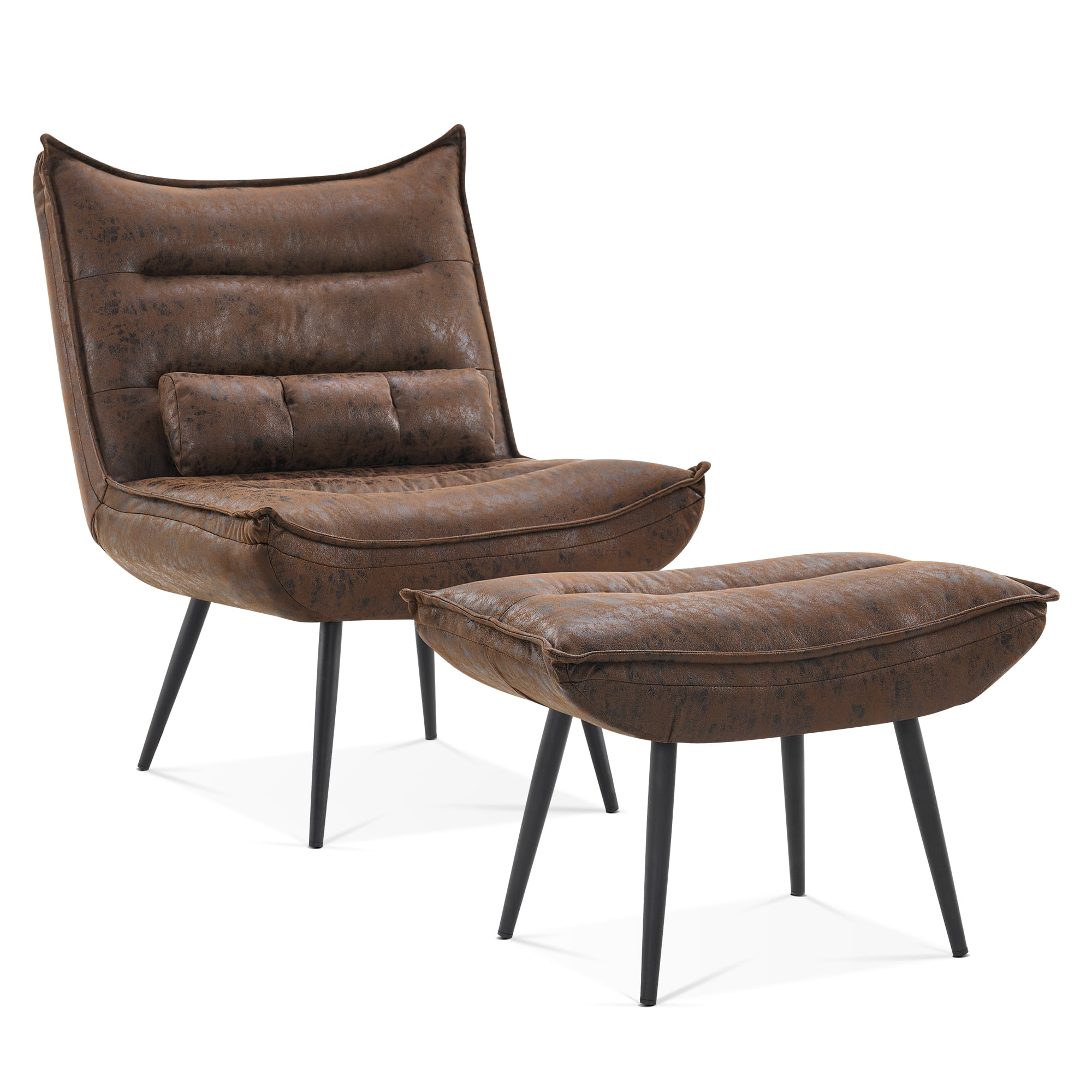 Mcombo Modern Chair with Ottoman, Wingback Club Accent Chairs for ...