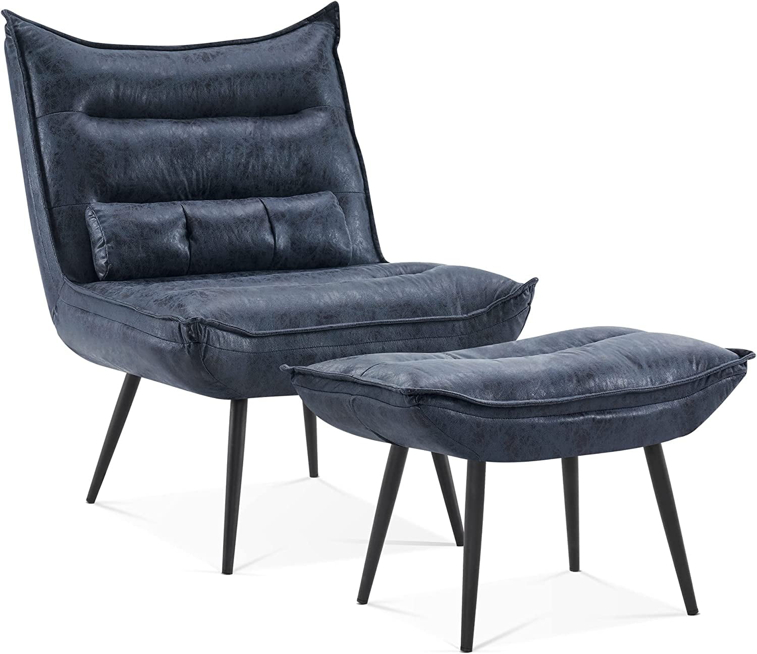 Mcombo Modern Chair with Ottoman, Wingback Accent Chairs, Bronzing ...