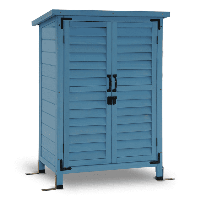 Mcombo Outdoor Wood Storage Cabinet, Small Size Garden Wooden Tool Shed ...