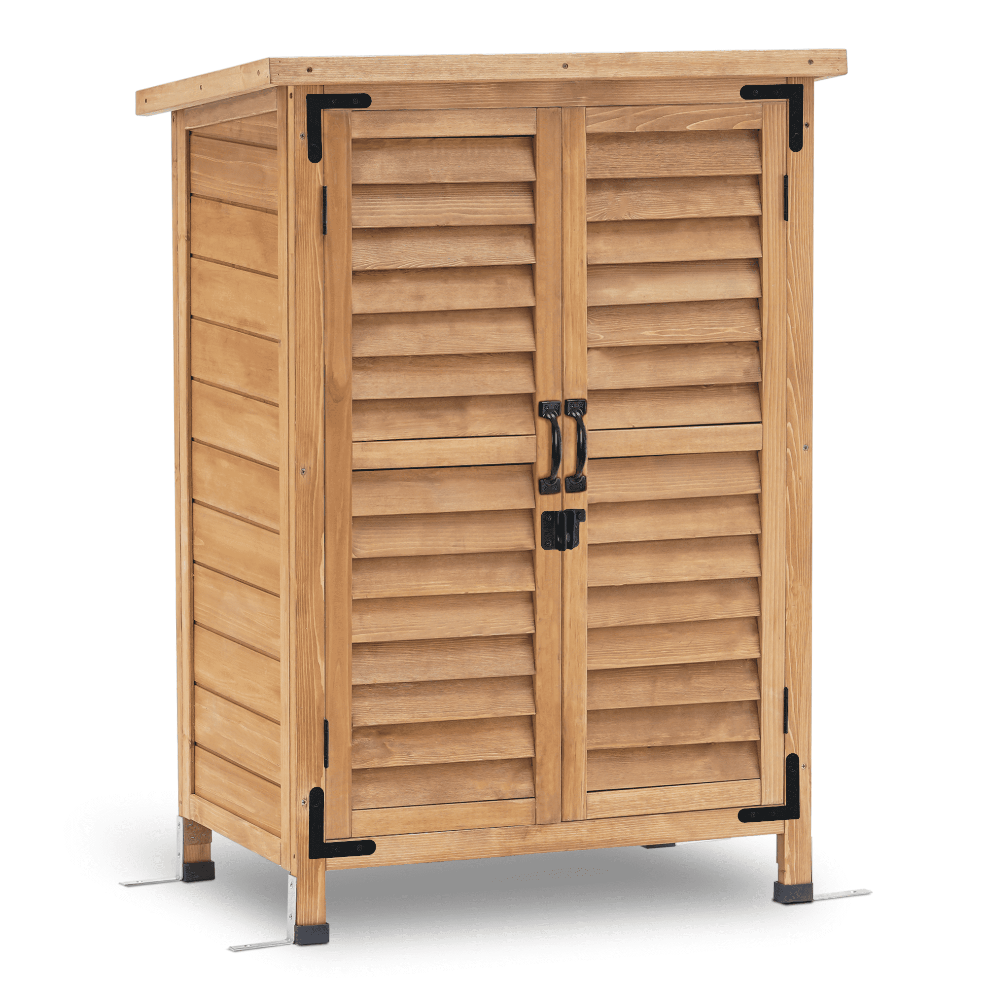 "Mcombo Small Outdoor Wood Storage Cabinet, Garden Furniture Cupboard ...