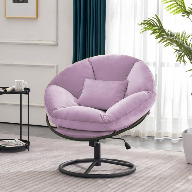 Mcombo Velvet Papasan Chair with Swivel, Height Adjustment, and Indoor ...
