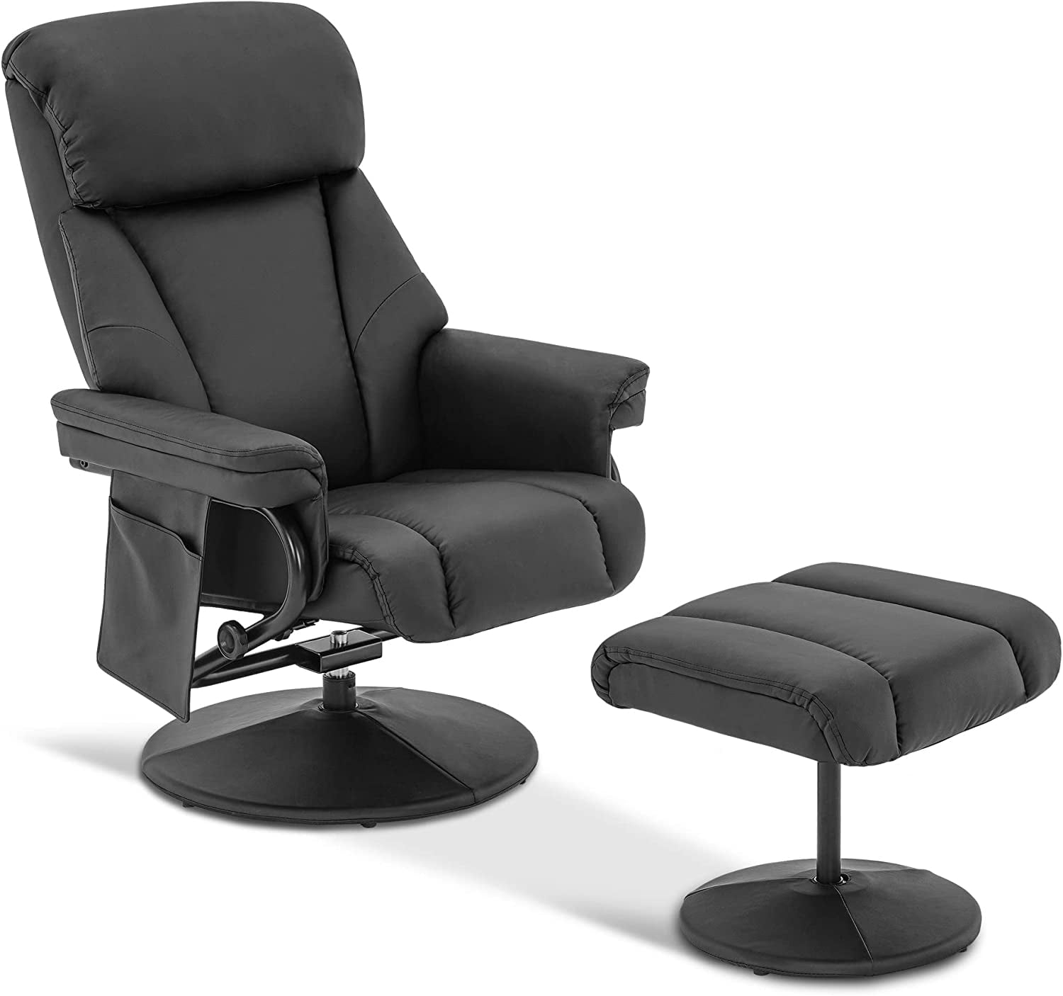 Mcombo Swivel Recliner with Ottoman, Reclining Chair with Massage, Faux ...