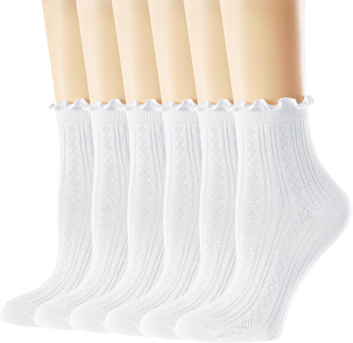 Mcool Mary Womens Crew Socks Ruffle Casual Cotton Frilly Breathable ...