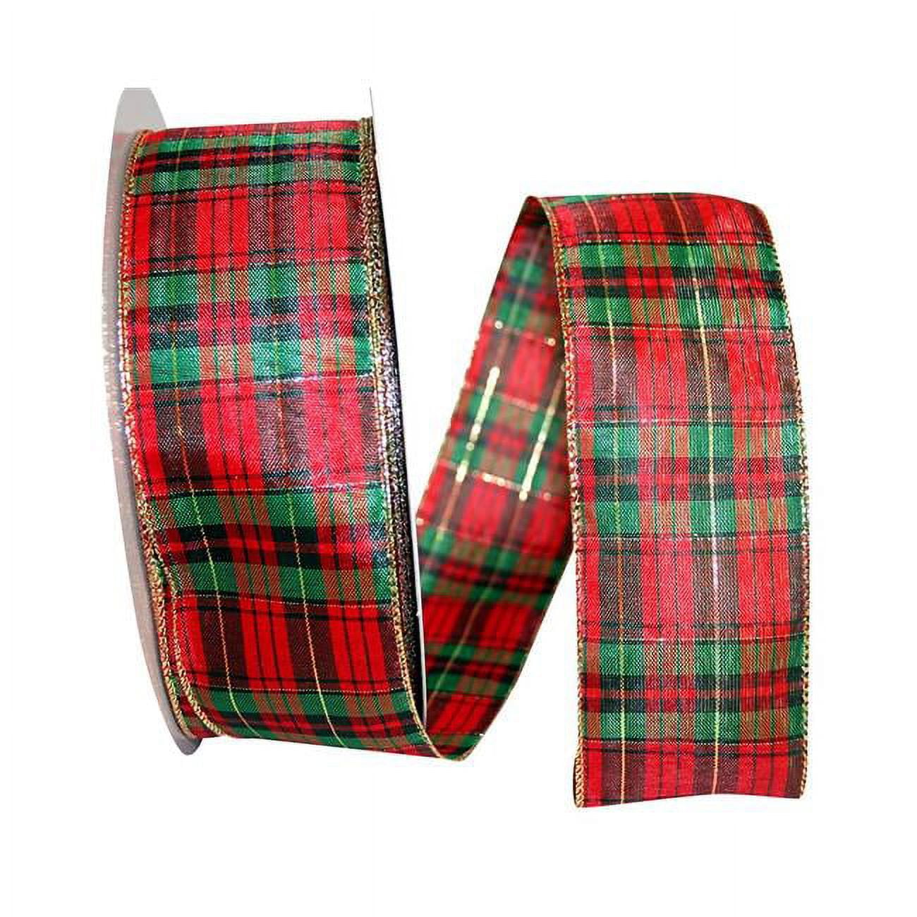 Mcshay Plaid Value Wired Edge Ribbon - Multi Color - 2.5 in. x 50 yards ...