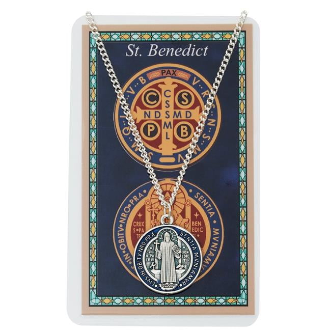 Mcvan PSD9467 St. Benedict Silver Ox with Blue Enamel on 24 in. Chain ...