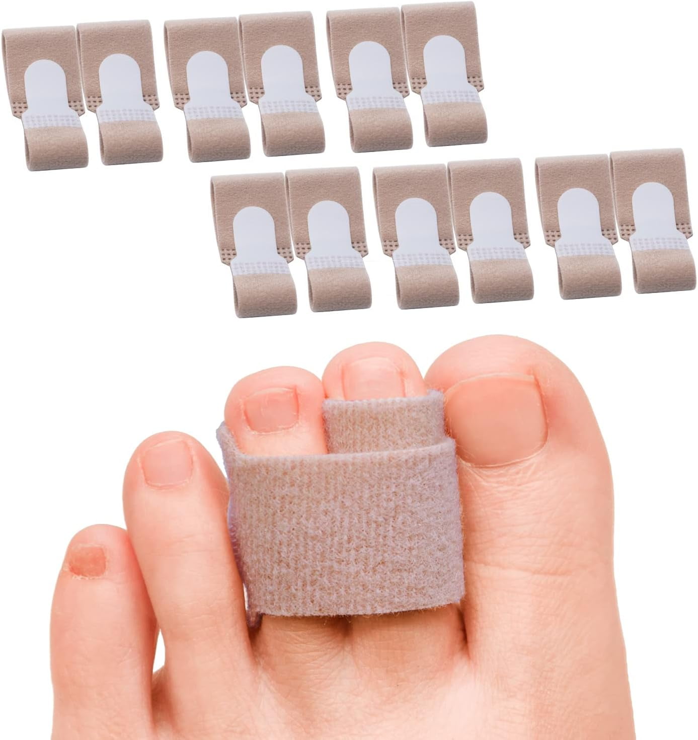 Mcvcoyh Broken Toe Wraps, 12 Pcs Fabric Toe Splint, Hammer Toe Brace ...