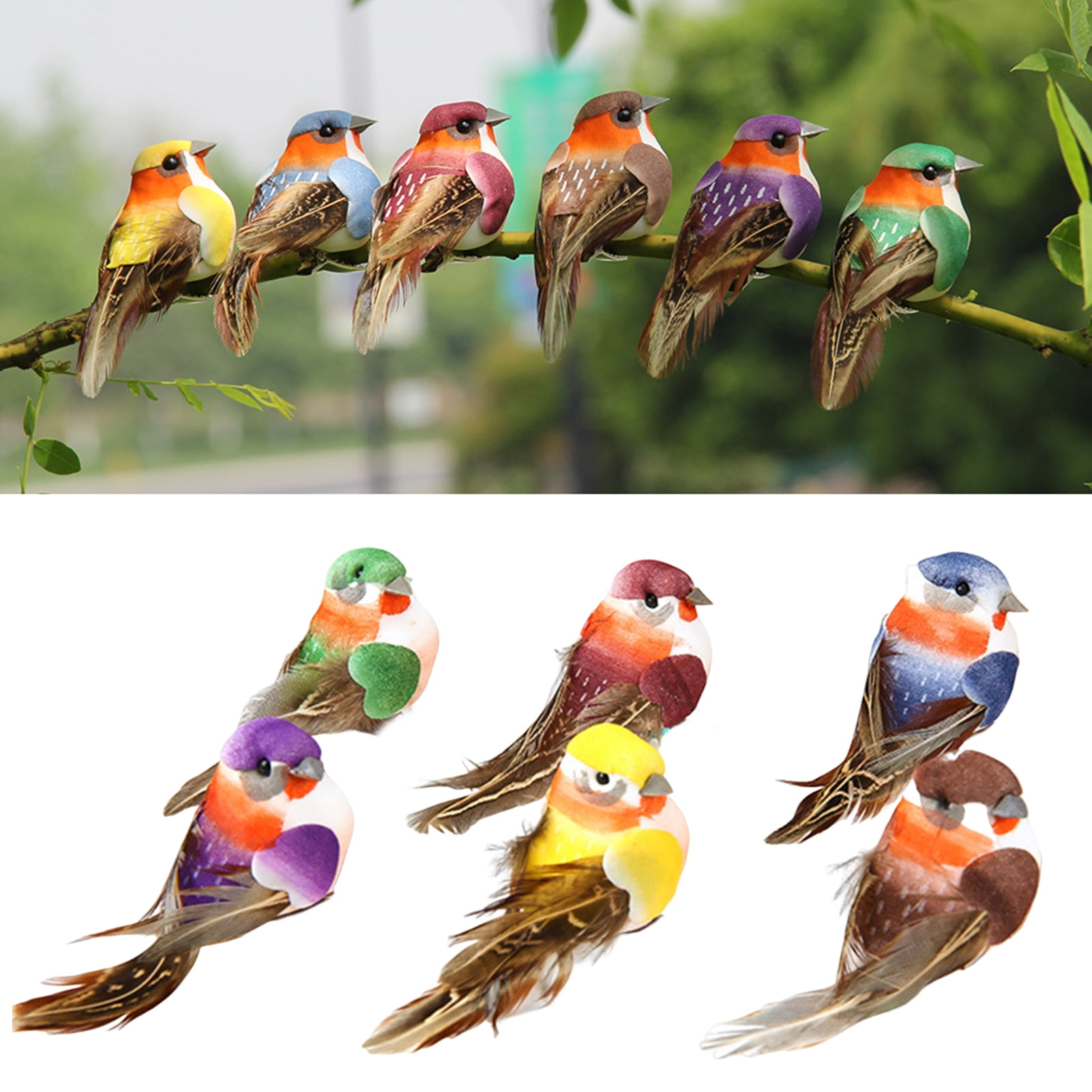 Mdesiwst 12Pcs Foam Bird Vivid Image Realistic with Clip Wreath Crafts ...