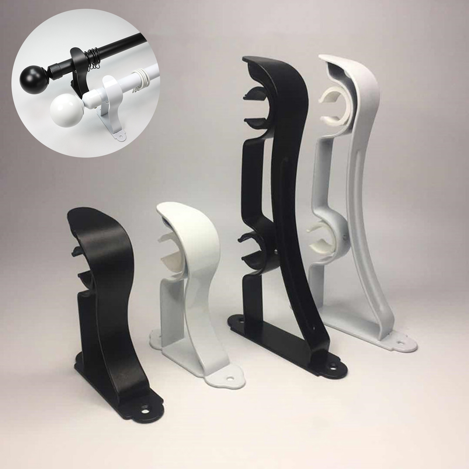 Mdesiwst 4 Pcs Curtain Rod Bracket Heavy Duty Curtain Rod Holder Rod ...