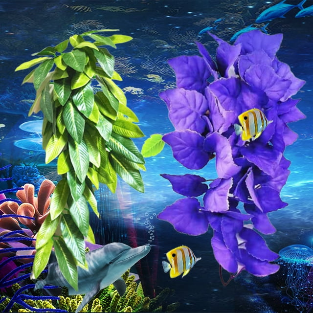 Mdesiwst Aquarium Artificial Water Grass Plant Hanging Leaves Vine ...