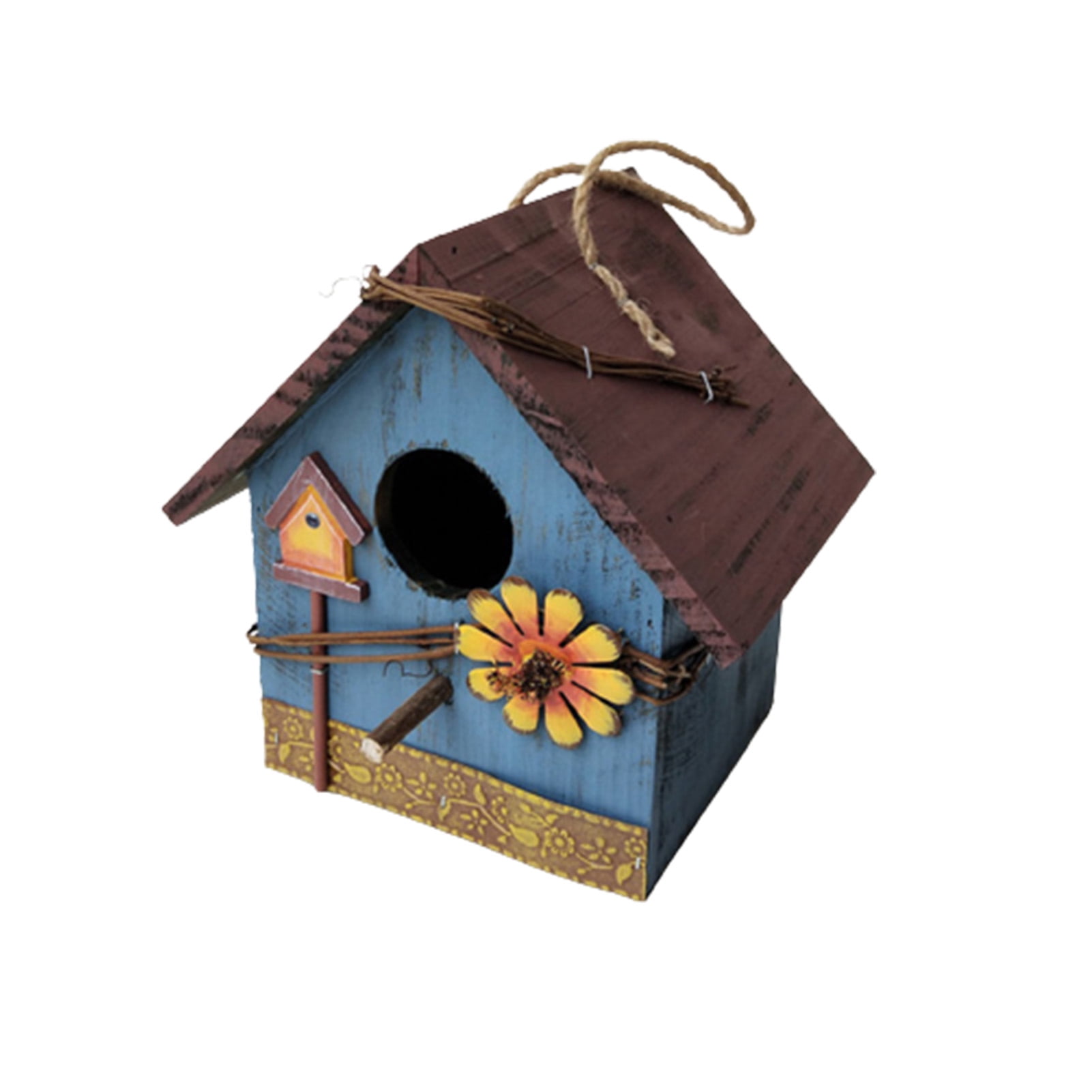 Mdesiwst Bird Nest Eco-friendly Rustic Wood Sturdy Bird House for Park ...