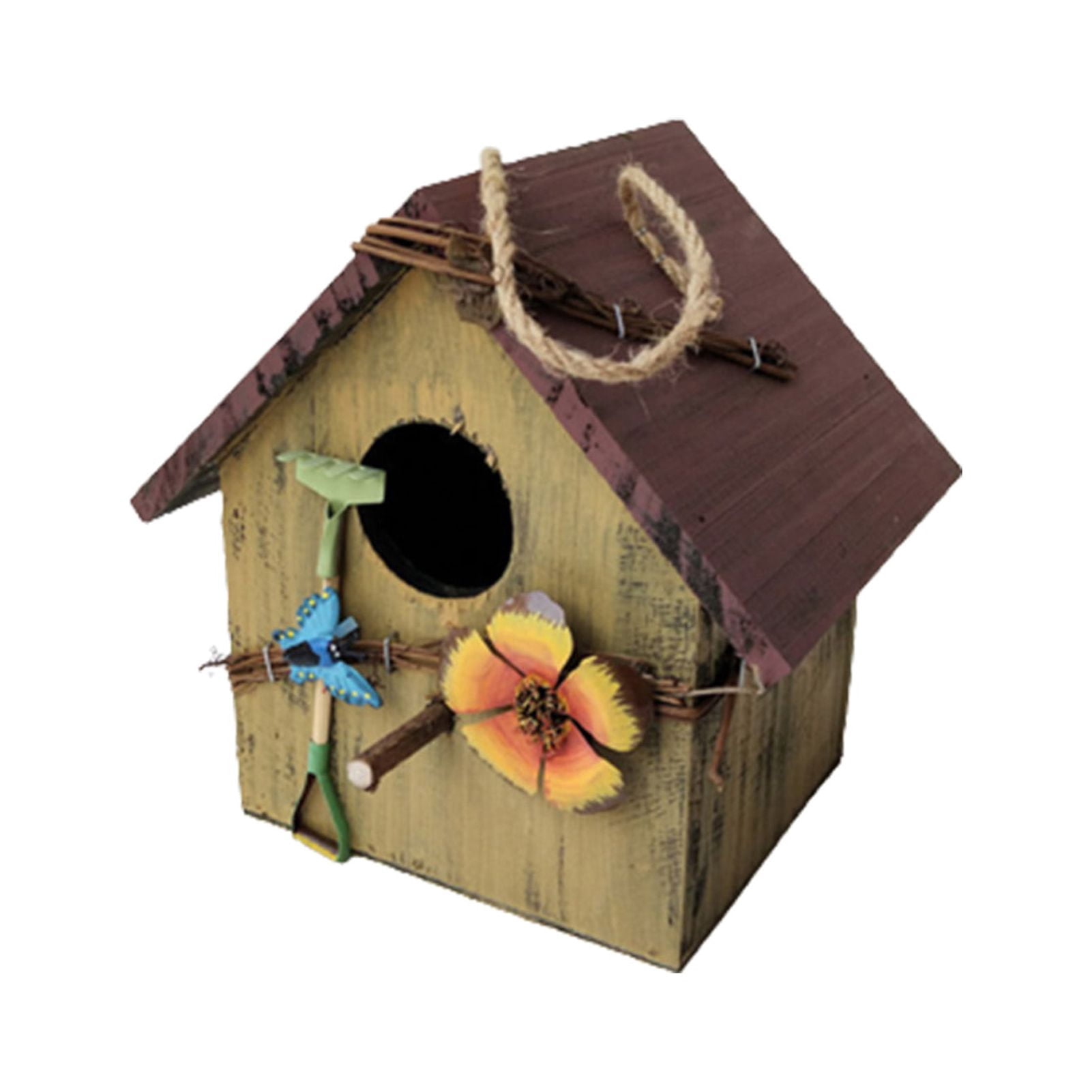 Mdesiwst Bird Nest Eco-friendly Rustic Wood Sturdy Bird House for Park ...