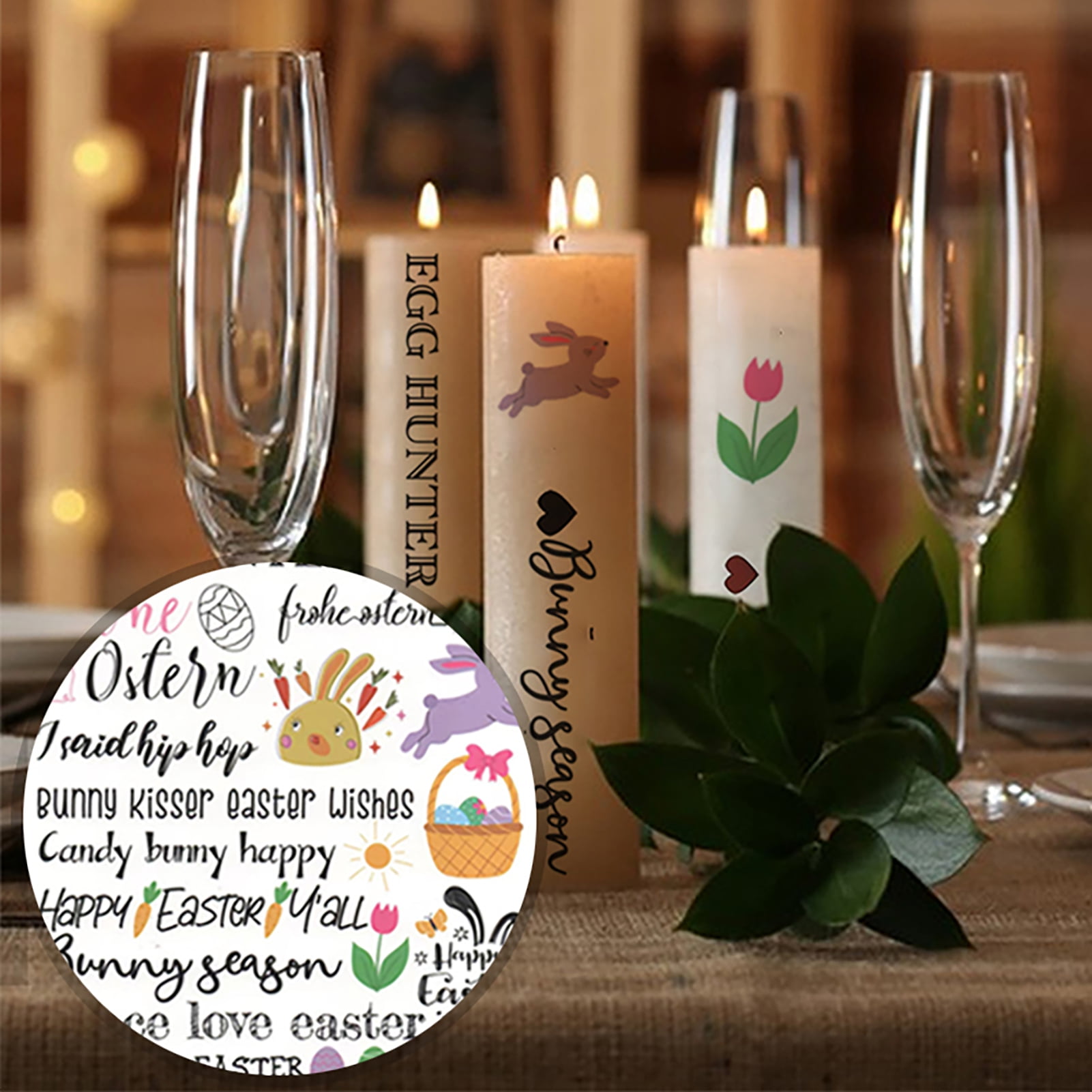 Mdesiwst Candle Sticker Creativity Bunny Letter Printing Easter Candle ...