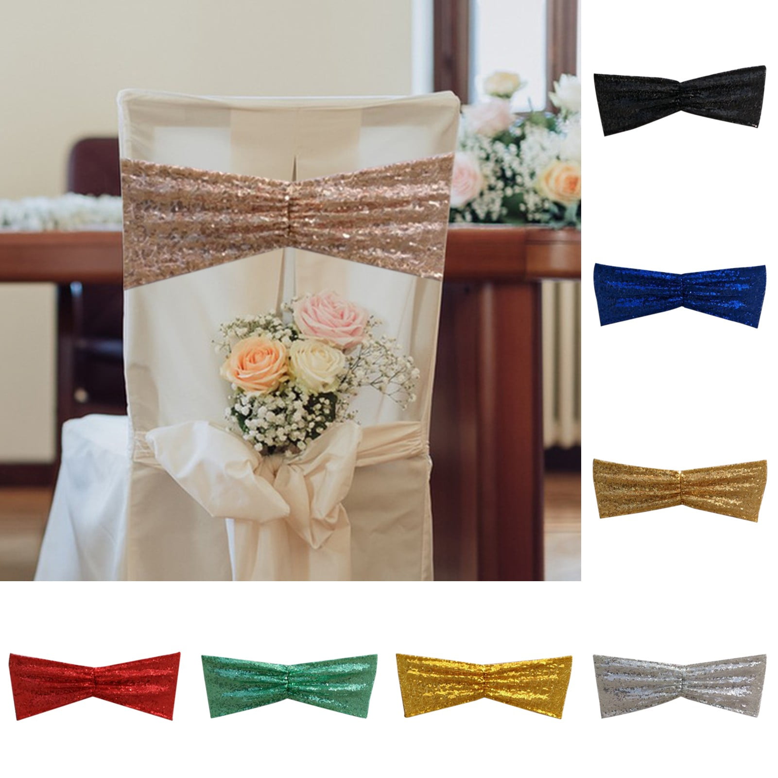 Mdesiwst Chair Back Band Reusable Long-lasting Elegant Sequin Chair ...