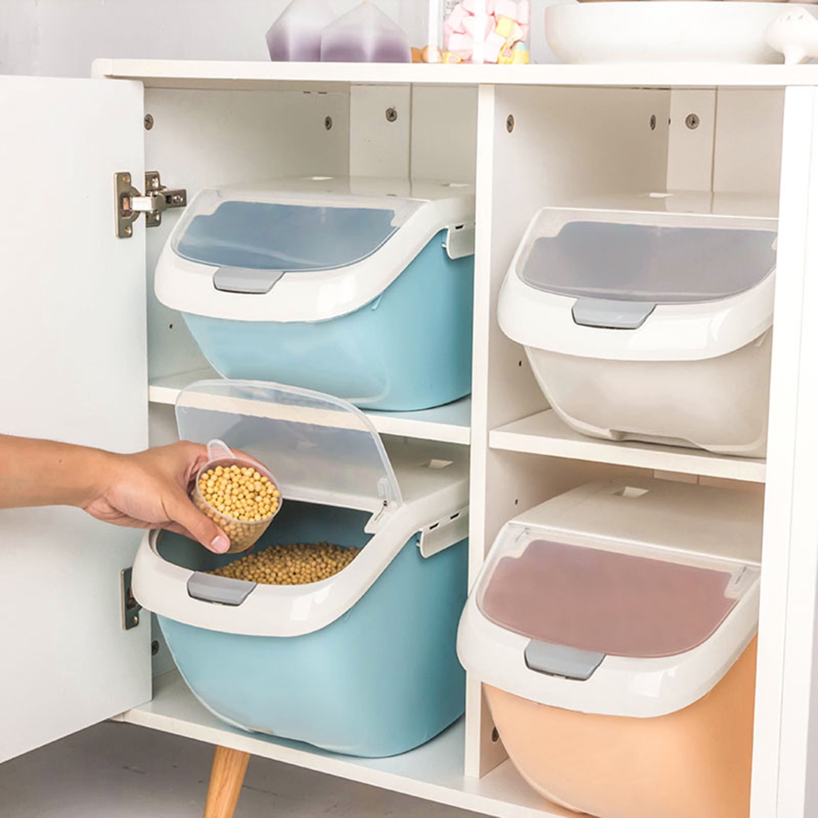 Mdesiwst Extra Large Food Containers with Wheels and Lids, Airtight ...