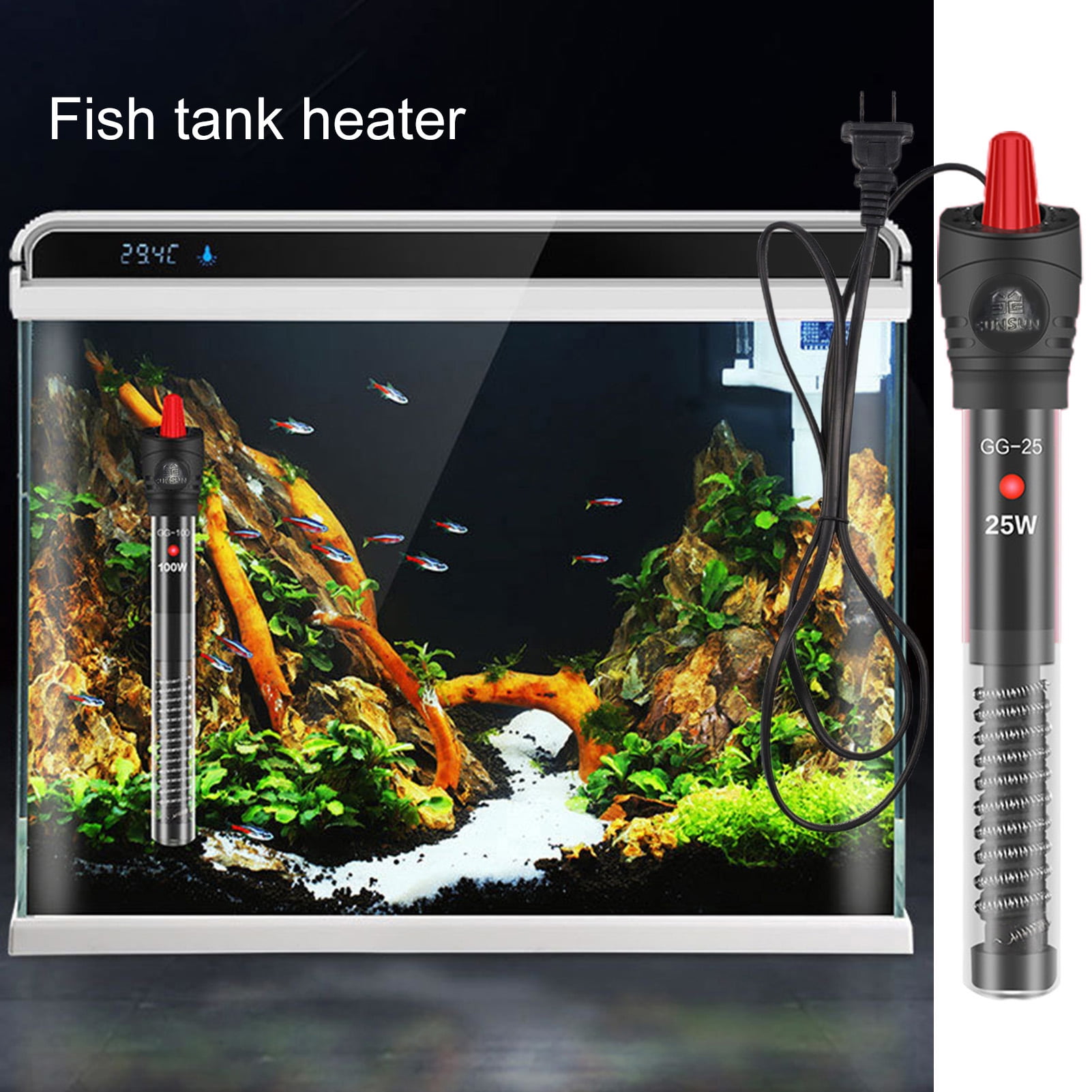 Mdesiwst Fish Tank Heater Temperature Adjustable Digital Display ...