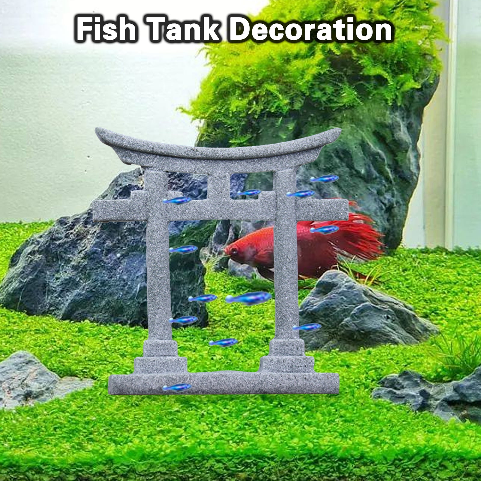 Mdesiwst Fish Tank Ornament Japanese Shinto Torii Shrine Gate Model ...
