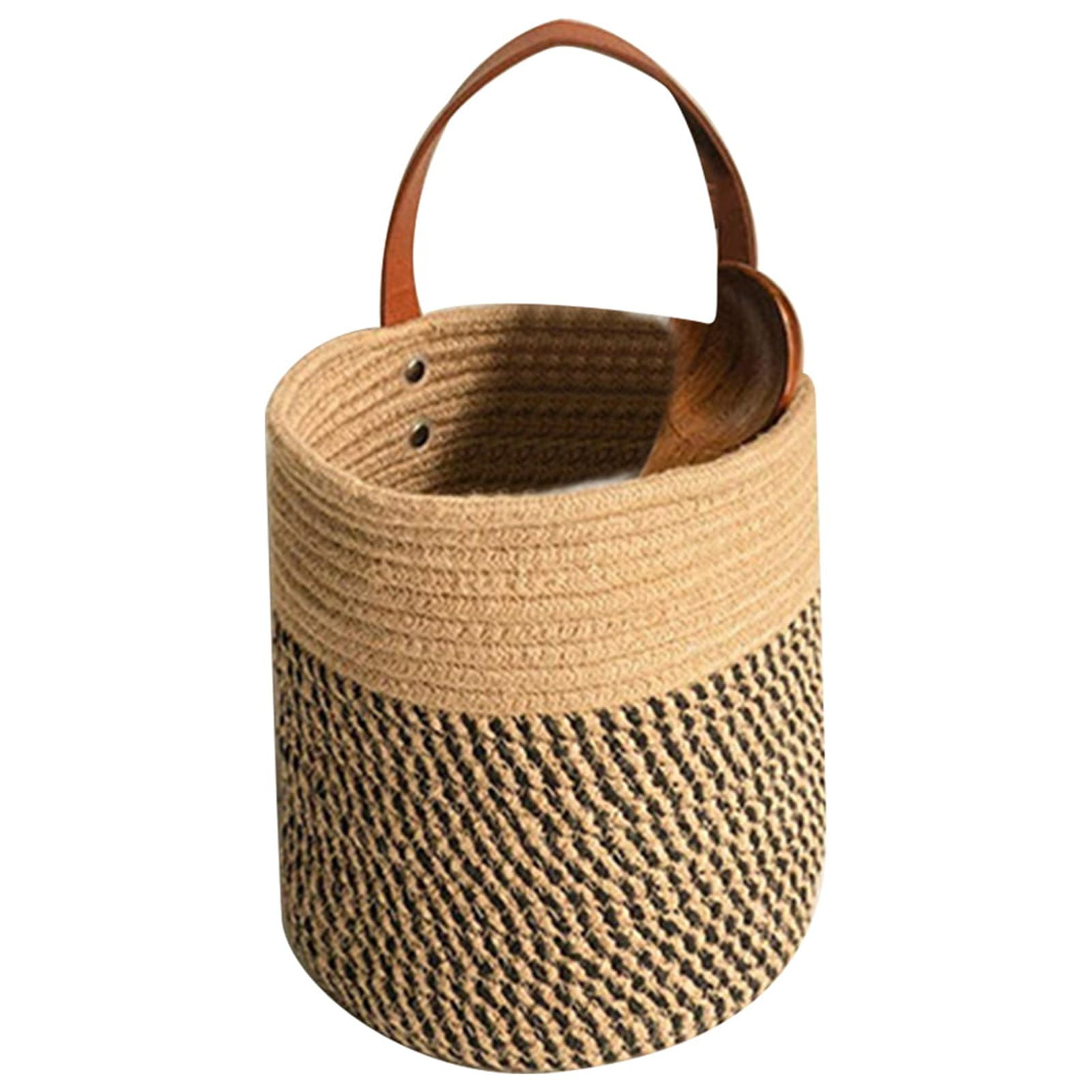 Mdesiwst Hanging Basket Natural Hand-woven Faux Leather Rattan ...