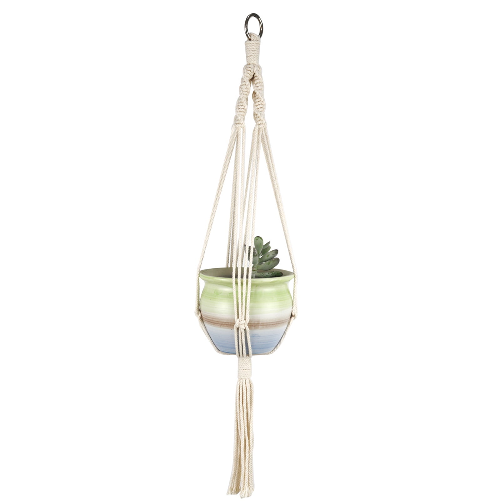 Mdesiwst Hanging Planter Hand Woven Easy to Install Cotton Rope Macrame ...