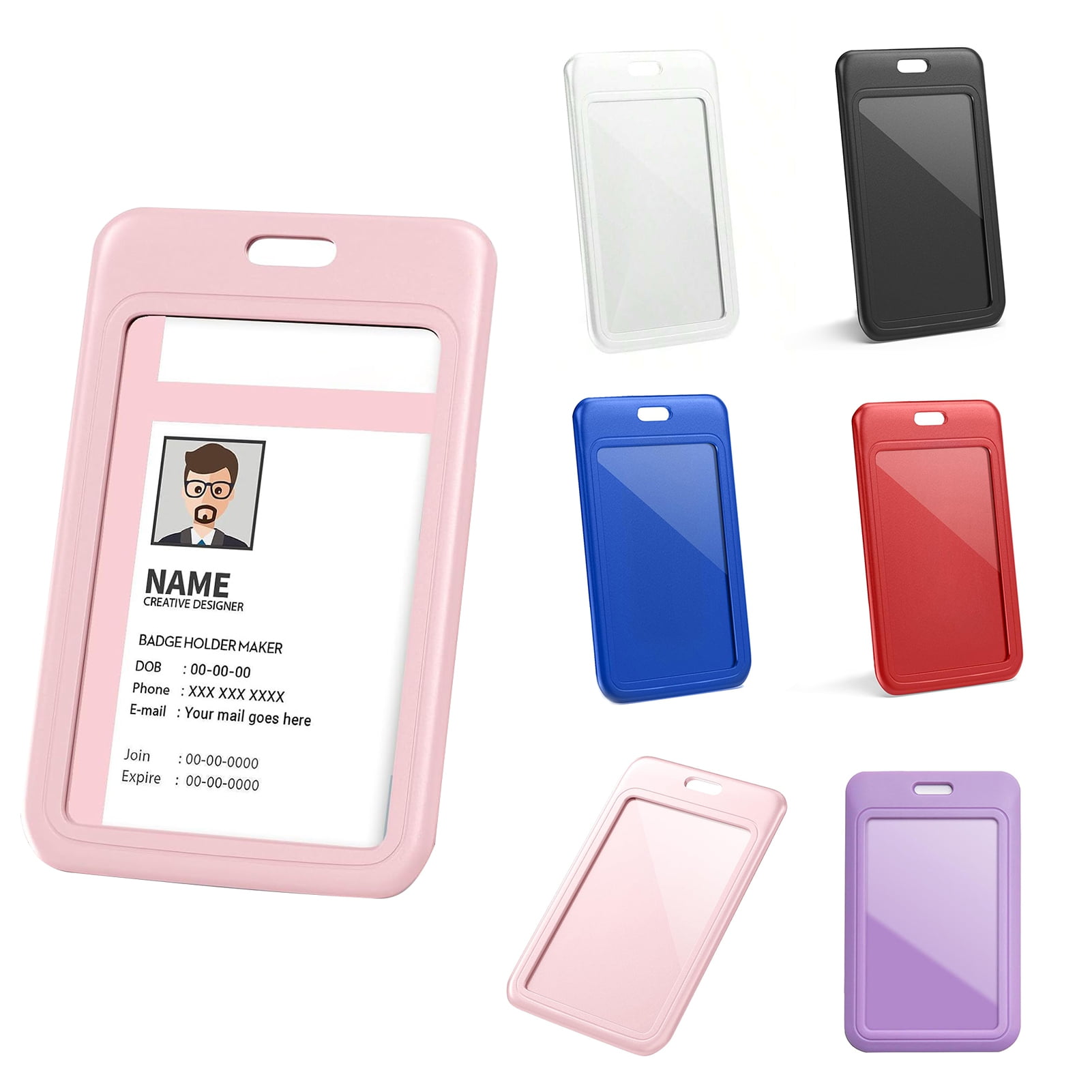 Mdesiwst ID Card Holder Slide Cover Transparent Window Hanging Hole ...