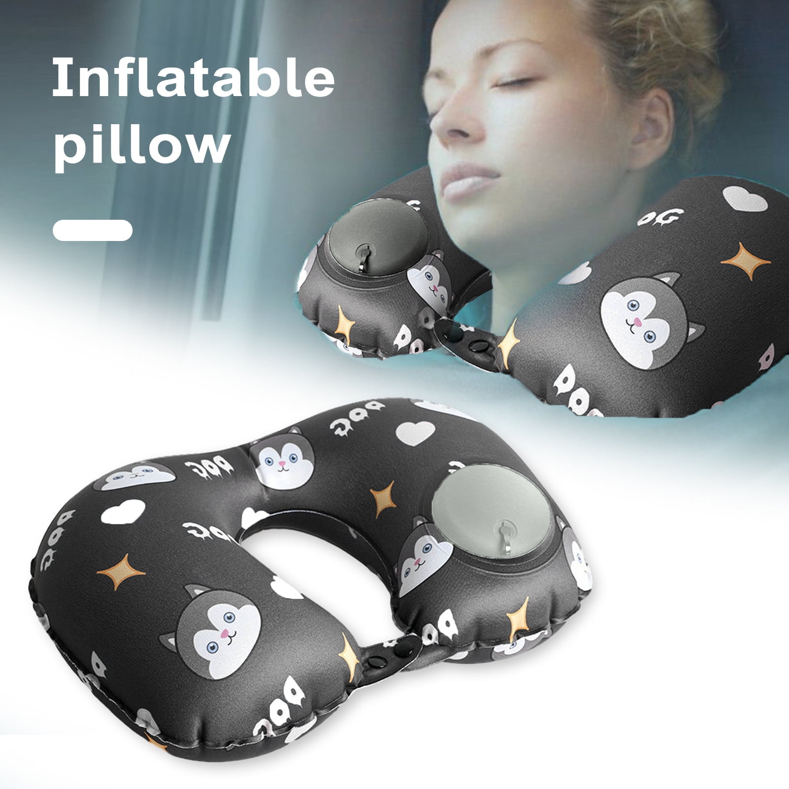 Mdesiwst Inflatable U-Shape Neck Pillow Portable Press Inflation ...