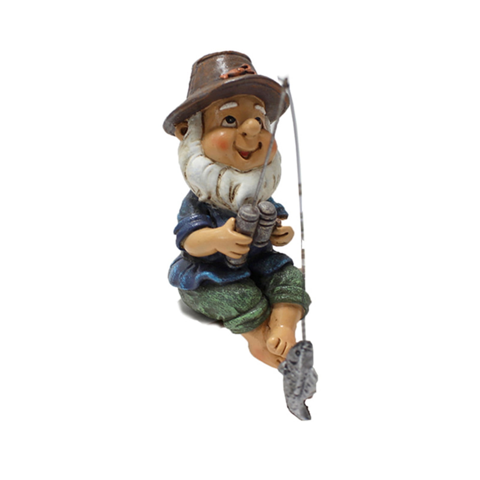 Mdesiwst Lovely Fishing Man Shape Statue Decor Adorable Handmade Resin ...