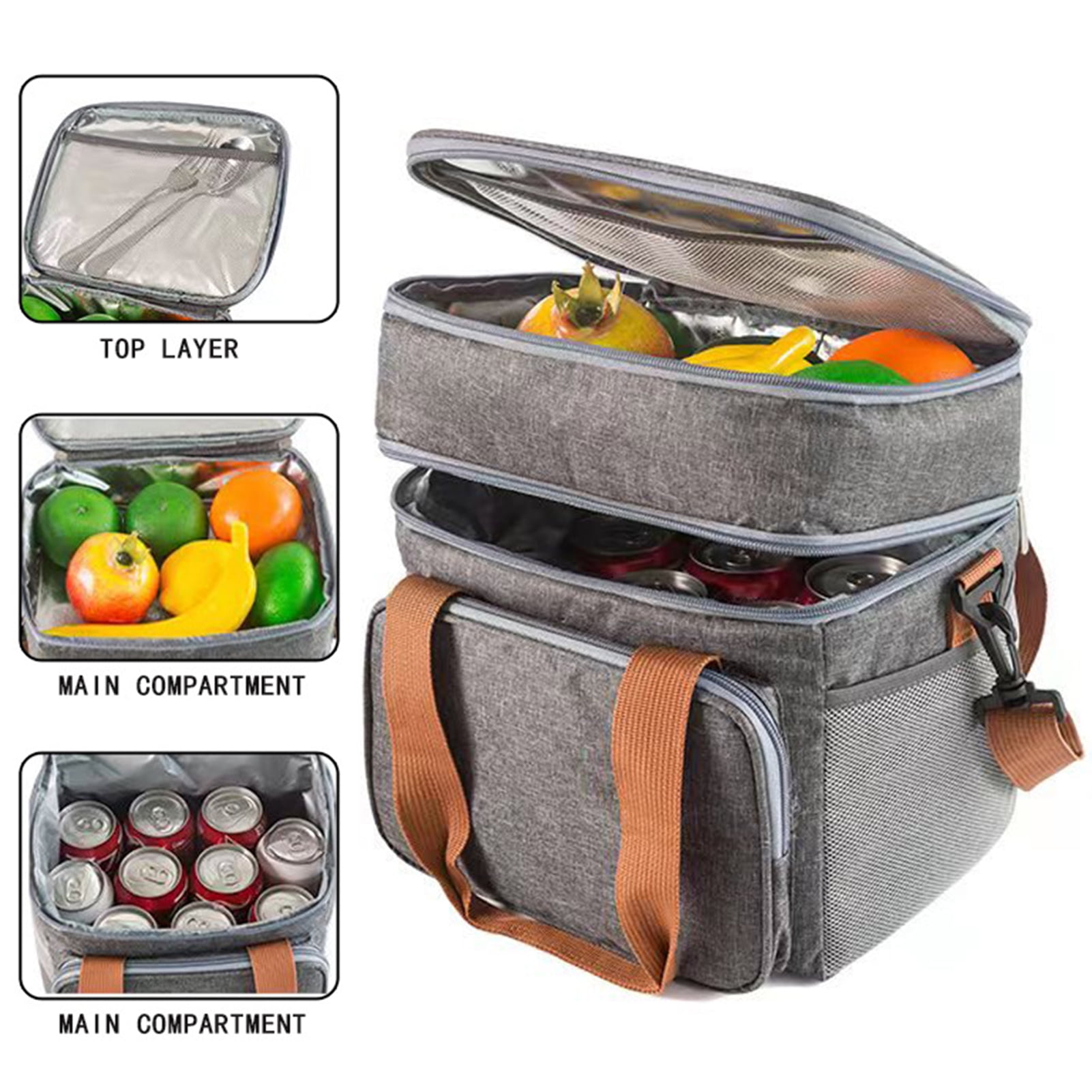 Mdesiwst Lunch Bag with Shoulder Strap Multi-Pocket Design Portable ...