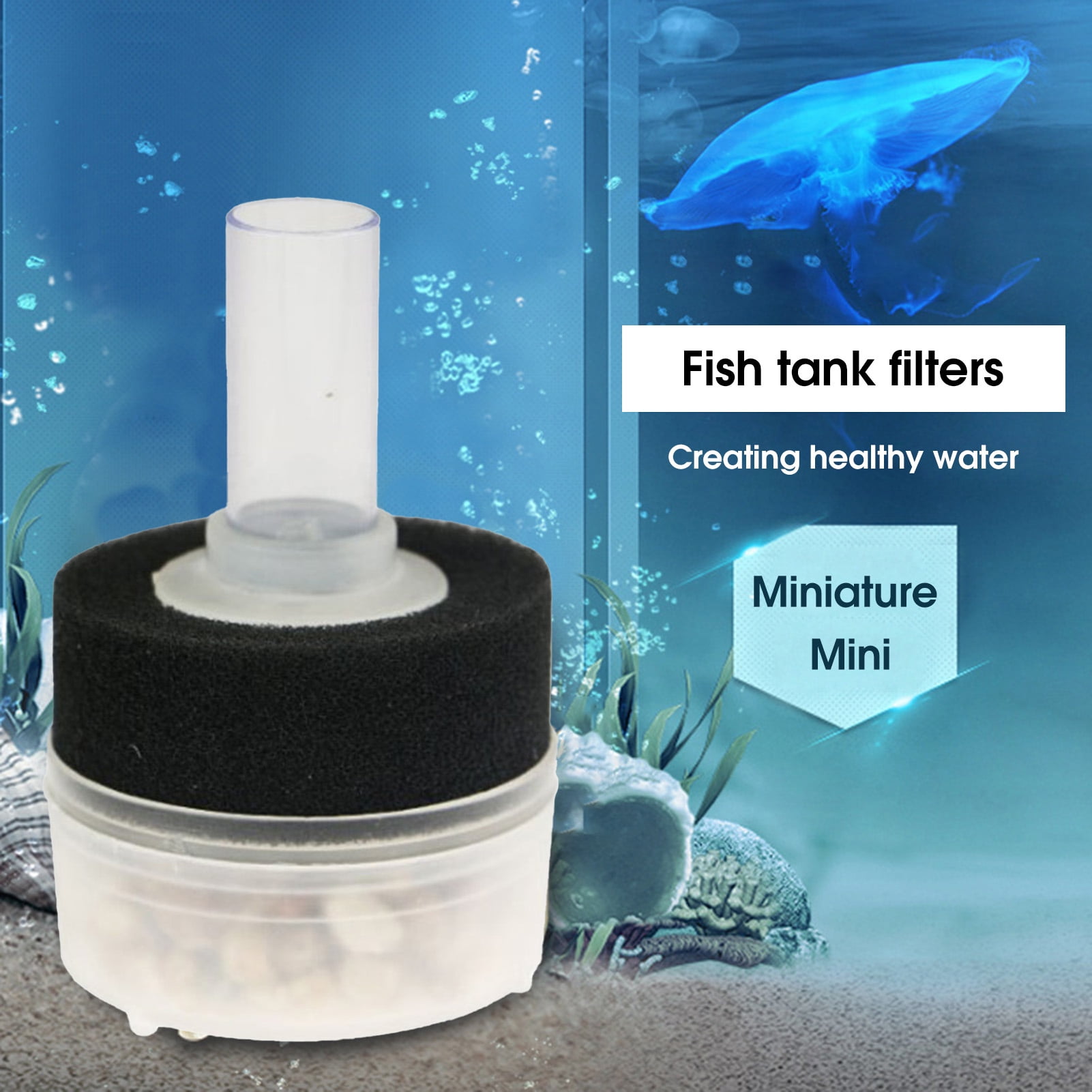 Mdesiwst Mini Fish Tank Filter with Maifan Stone Replaceable Water ...