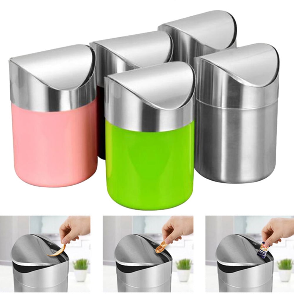 Mdesiwst Mini Trash Bin Dustbin Swing Lid Kitchen Worktop Desktop Waste ...