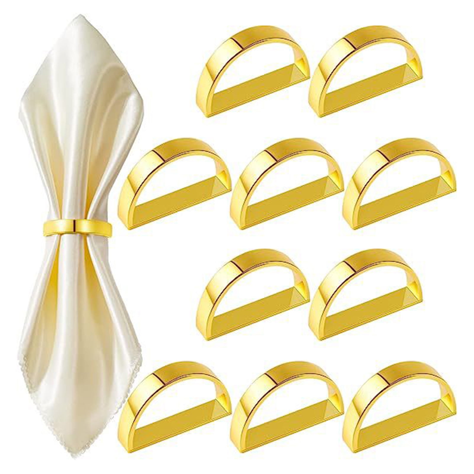 Mdesiwst Napkin Rings Polished Zinc Alloy Modern Simple D-shaped Smooth ...