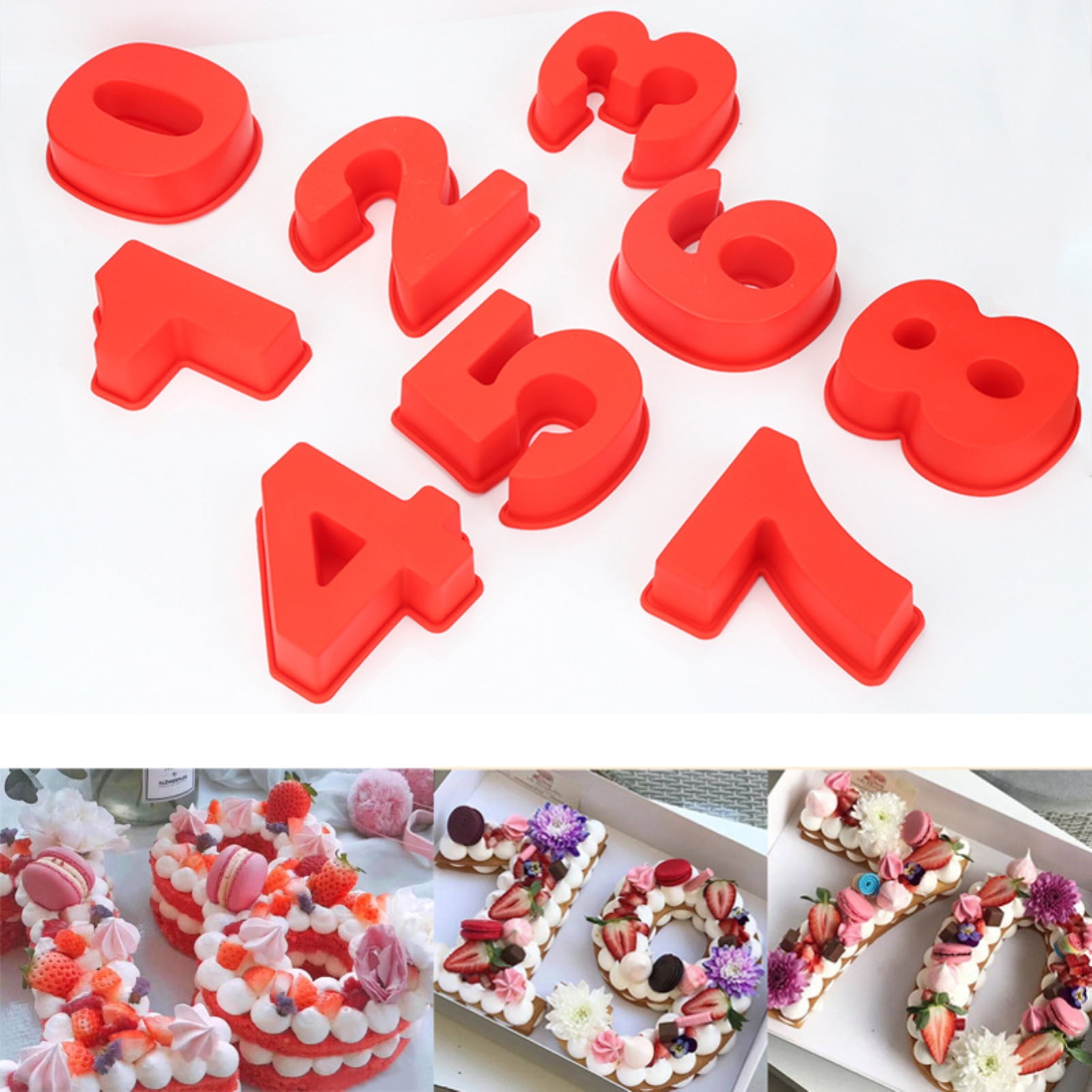 Mdesiwst Non-stick Cake Mold Flexible Silicone Quick Release Numbers ...