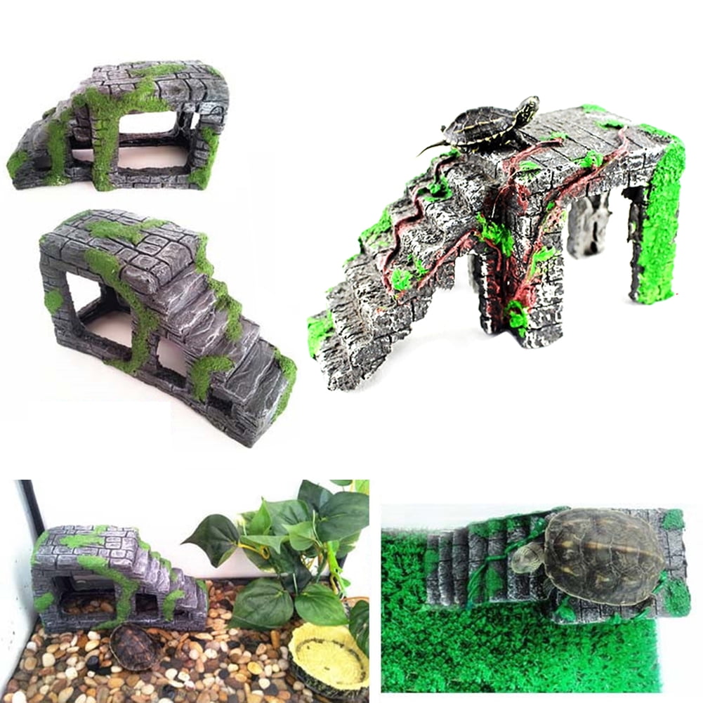 Mdesiwst Resin Turtle Step Climbing Terrace Island Reptile Hide Point ...